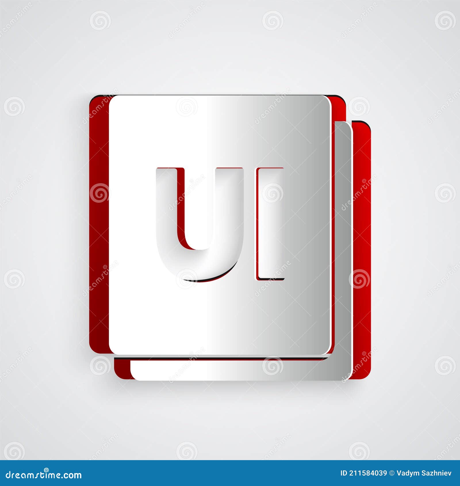 Paper Cut UI or UX Design Icon Isolated on Grey Background. Paper Art ...