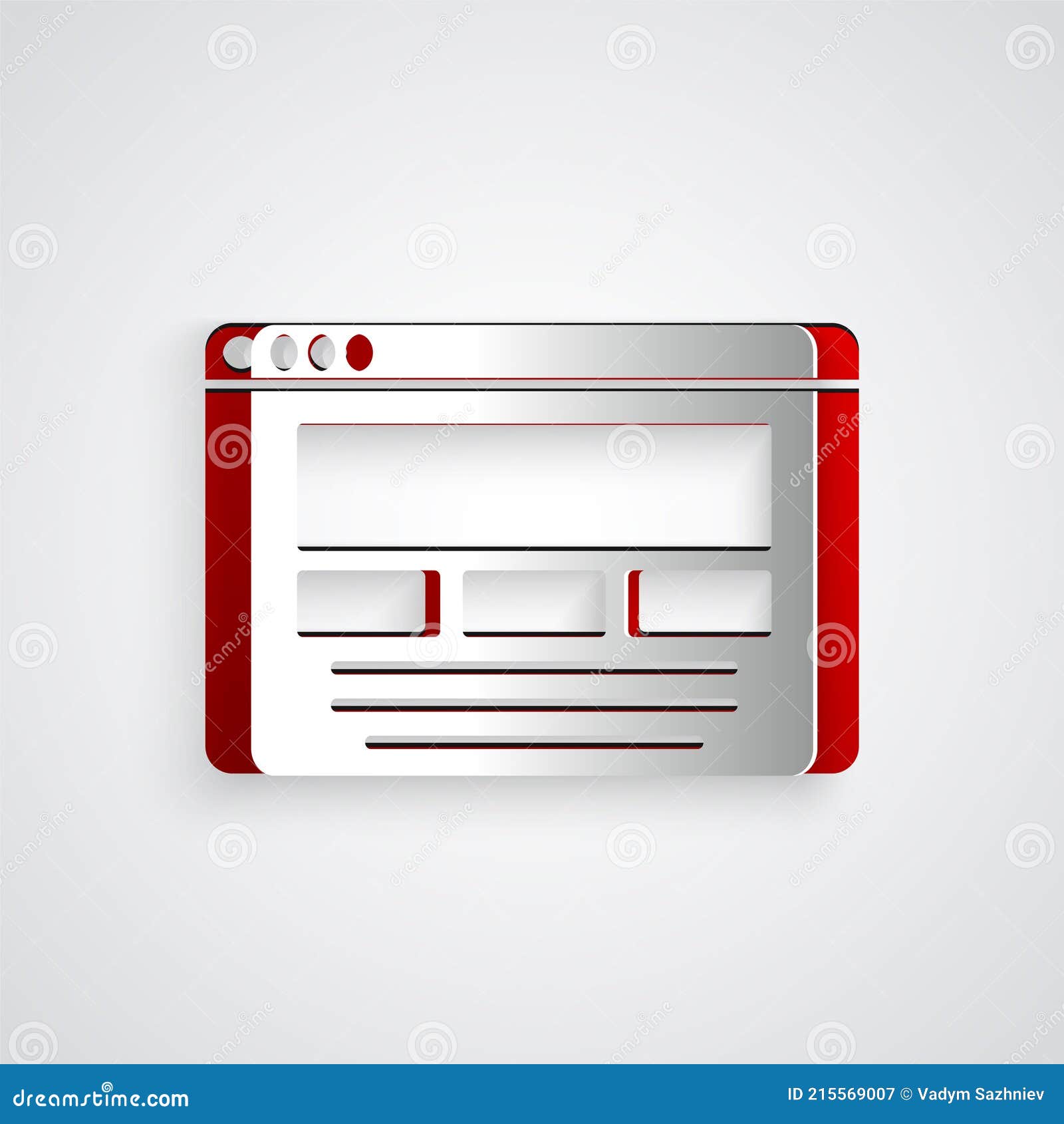 Paper Cut UI or UX Design Icon Isolated on Grey Background. Paper Art ...