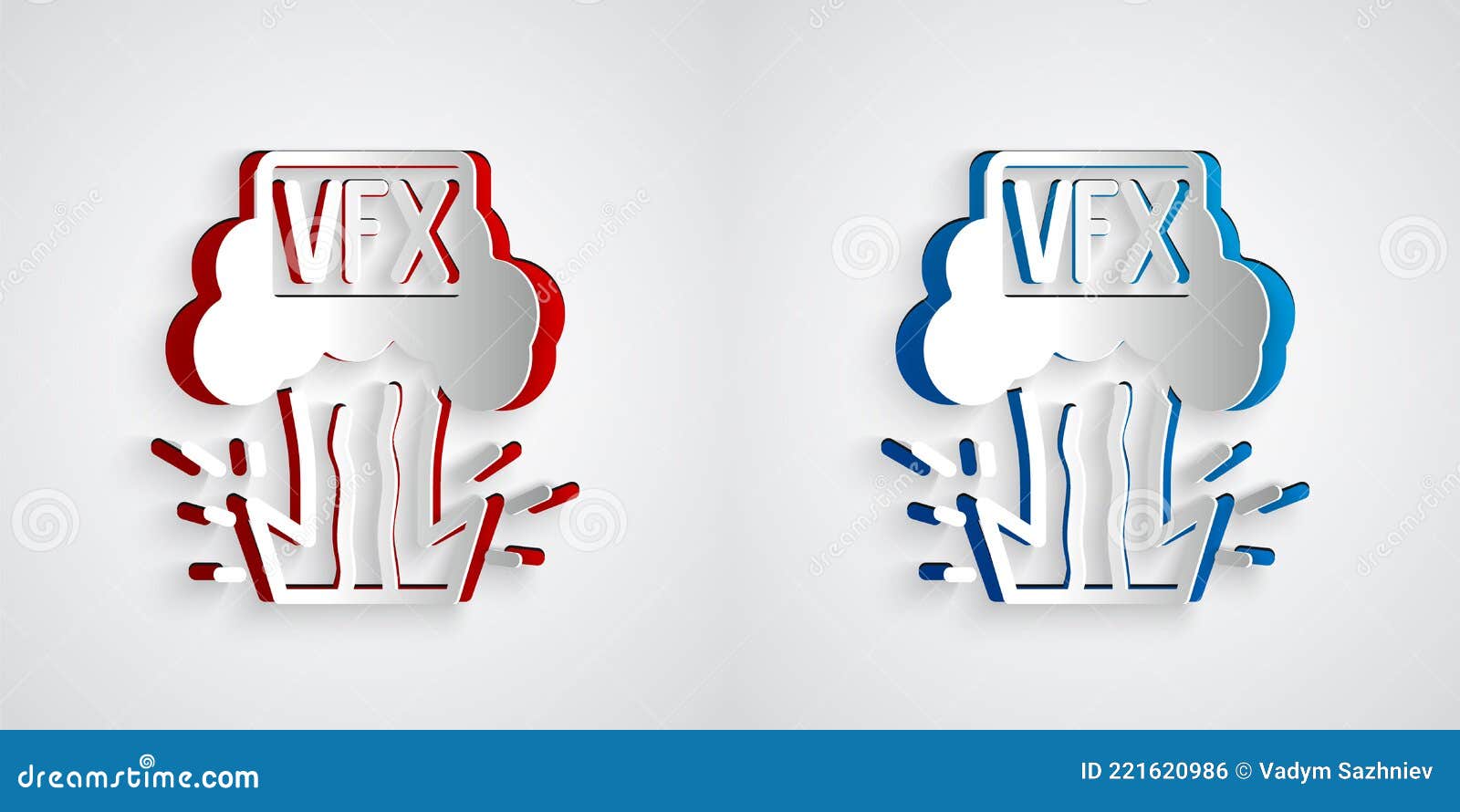 Paper Cut VFX Icon Isolated on Grey Background. Paper Art Style Stock ...