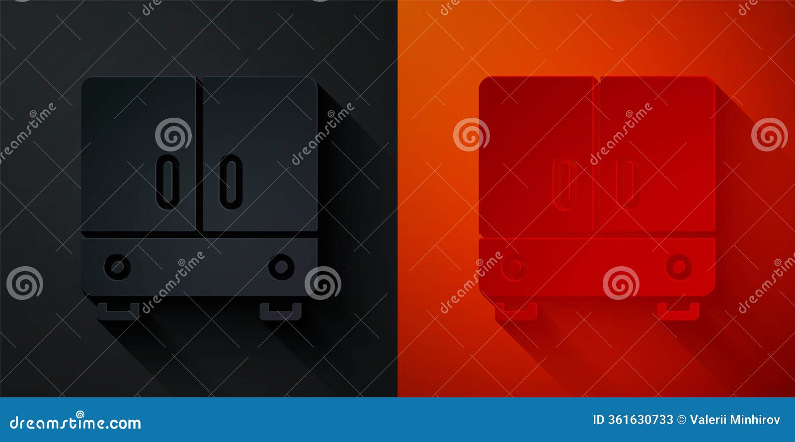 Paper Cut Wardrobe Icon Isolated on Black and Red Background. Paper Art ...