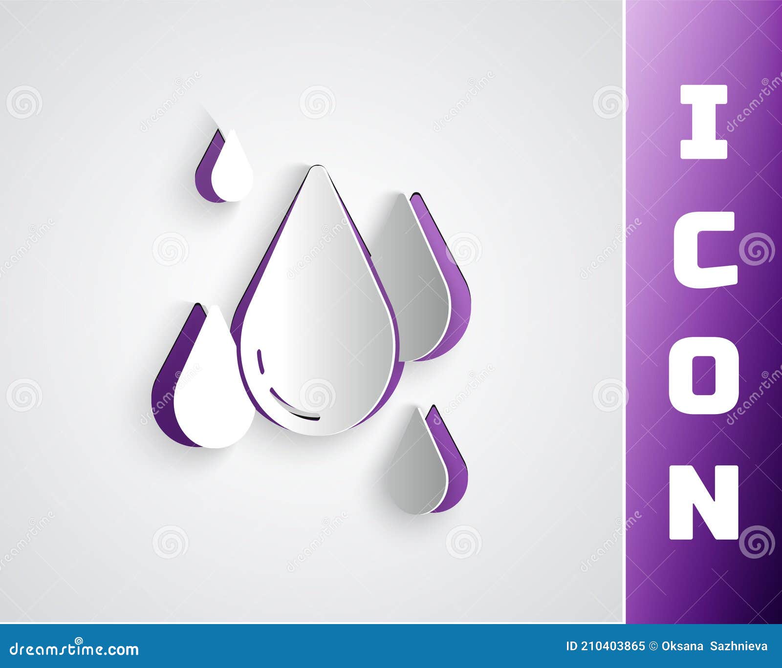 Paper Cut Water Drop Icon Isolated on Grey Background. Paper Art Style ...