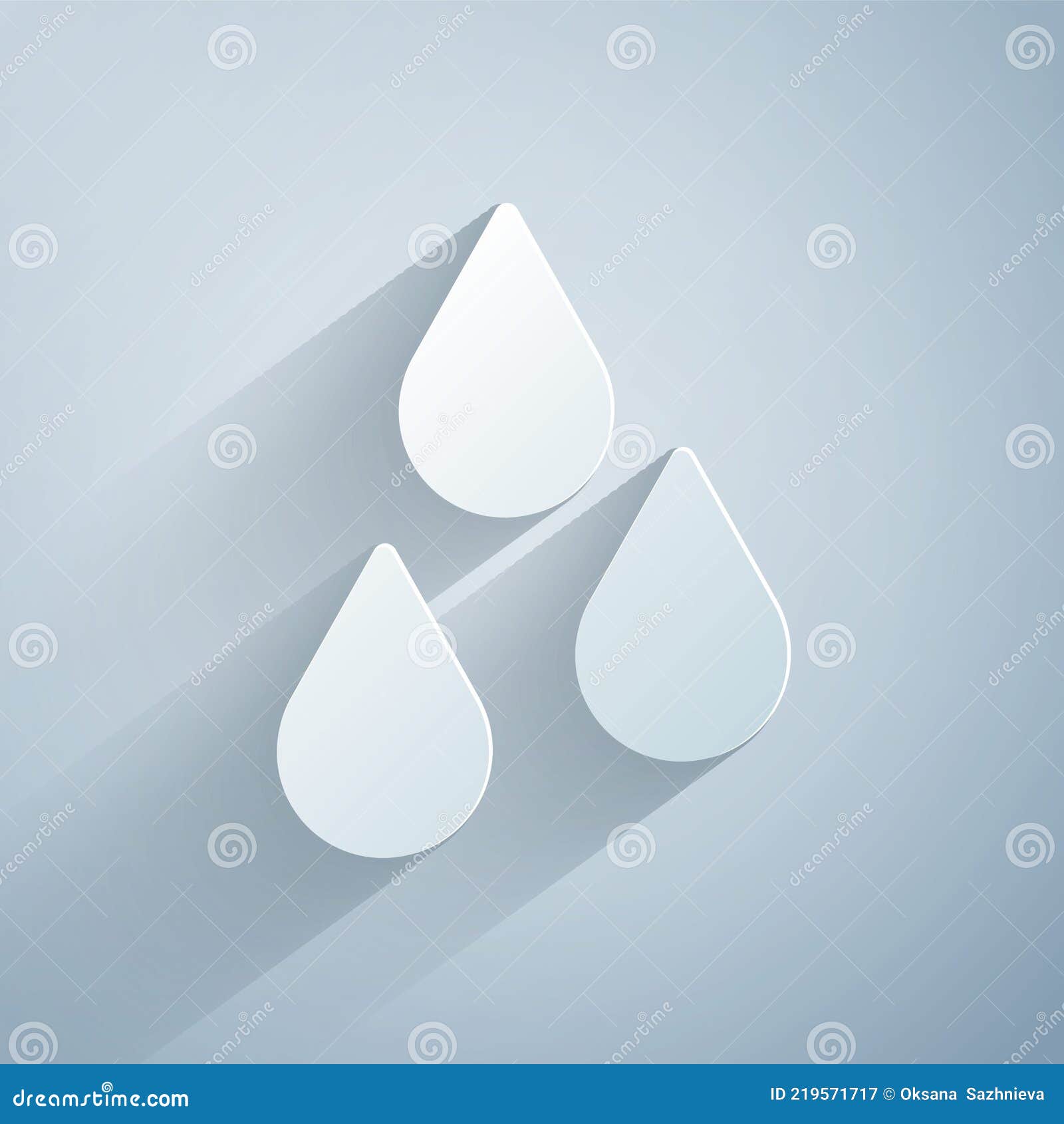 Paper Cut Water Drop Icon Isolated on Grey Background. Paper Art Style ...