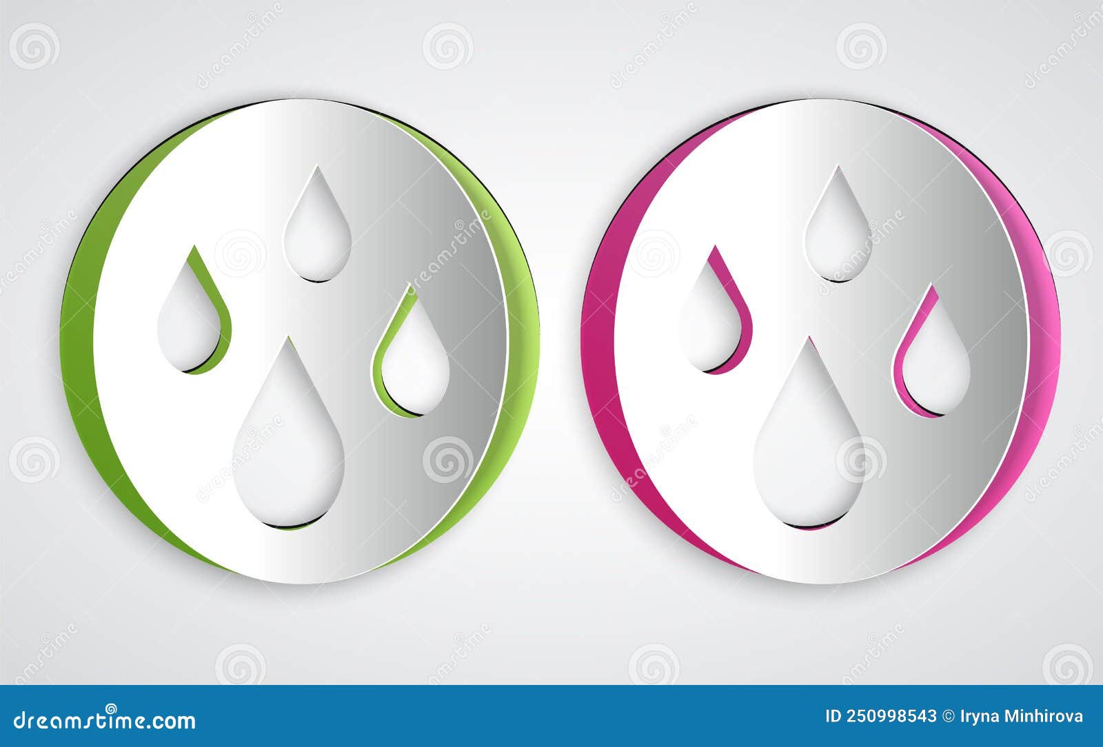 Paper Cut Water Drop Icon Isolated on Grey Background. Paper Art Style ...