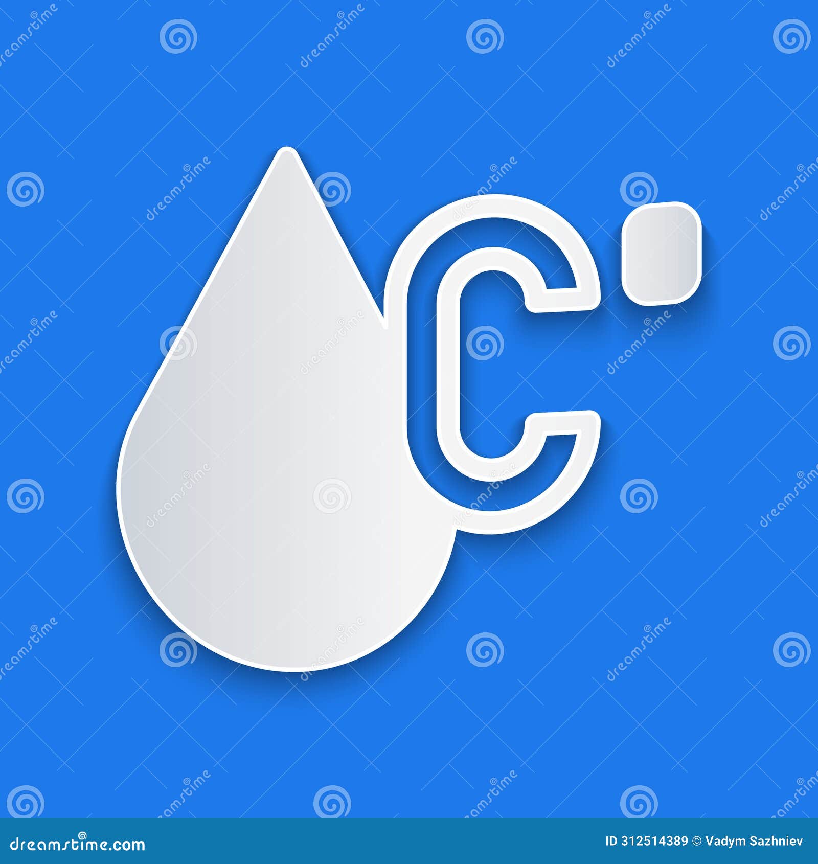 Paper Cut Water Temperature Icon Isolated on Blue Background. Paper Art ...