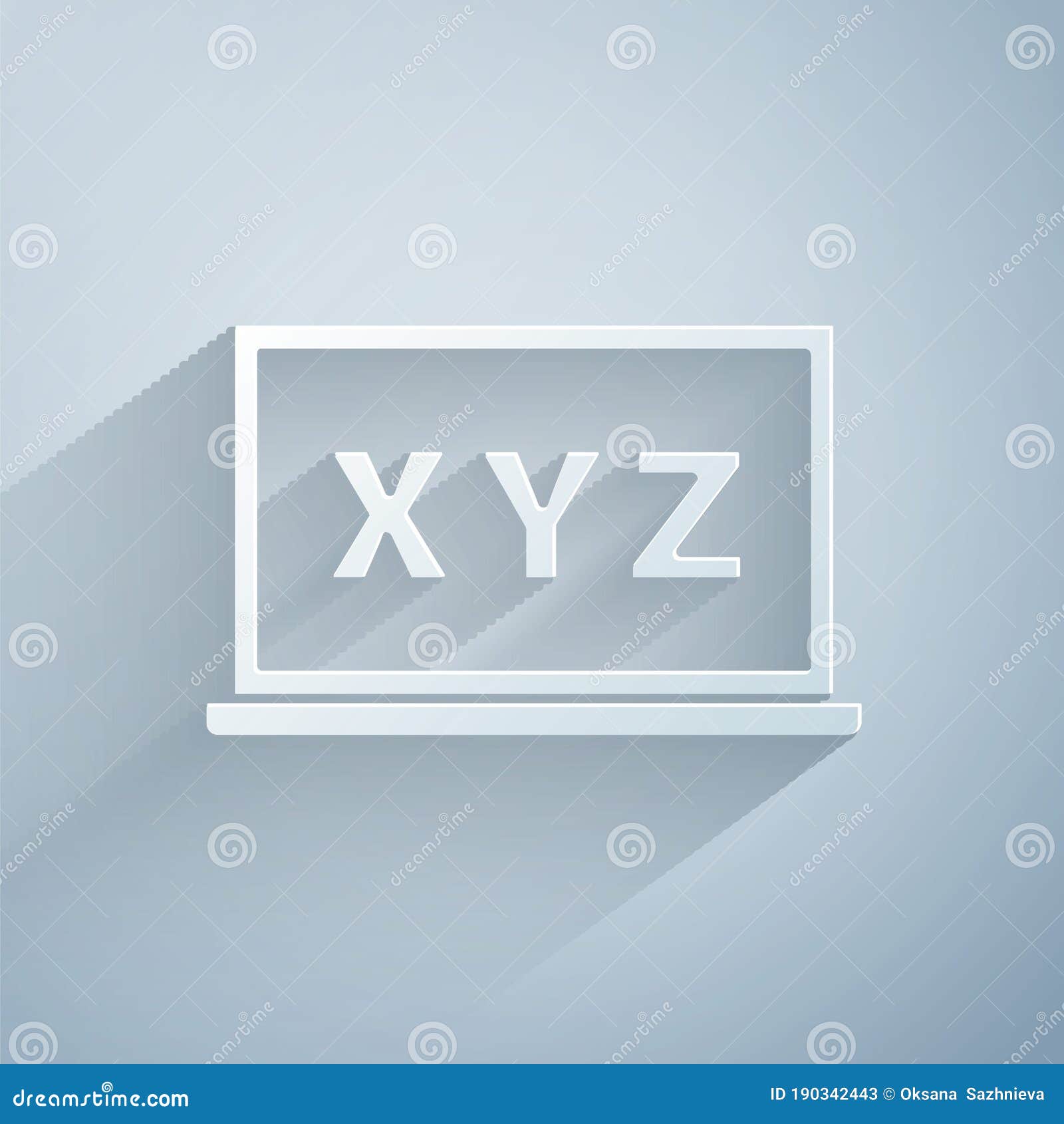 Paper Cut XYZ Coordinate System on Chalkboard Icon Isolated on Grey ...