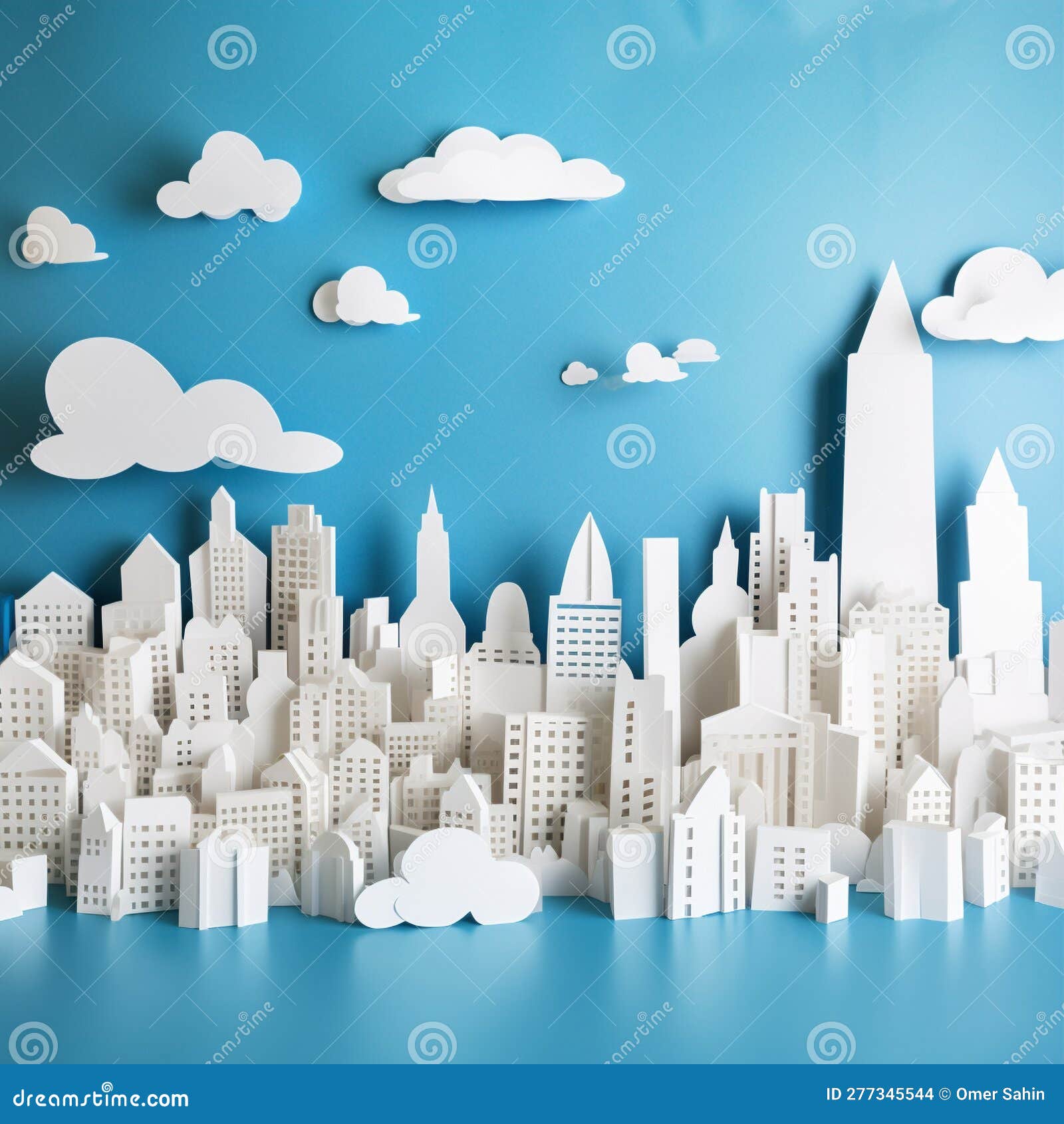 Paper Cutout of City Skyline Surrounded by Environmental Cutouts ...