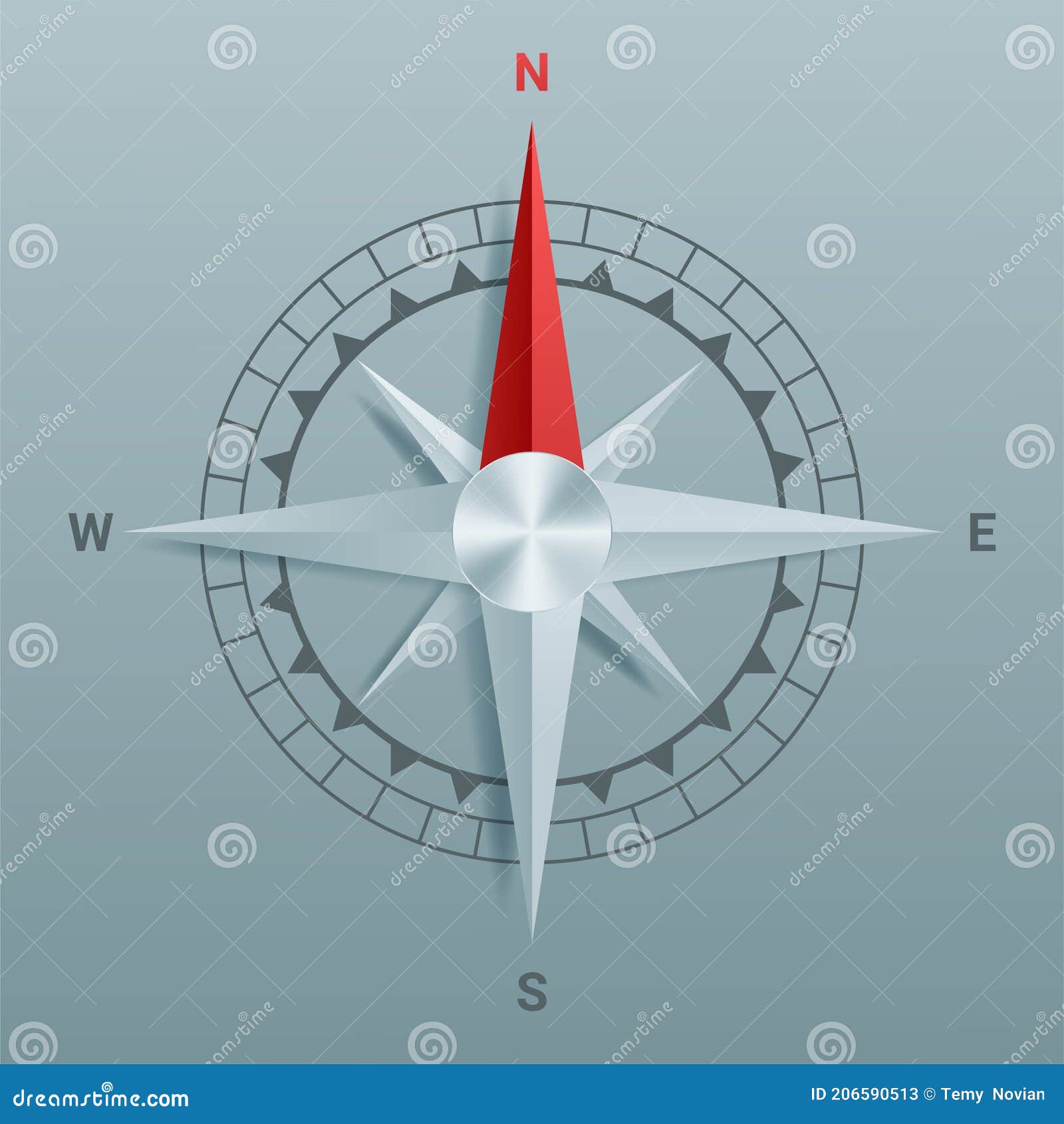 Paper Cutout Compass with Shade in 3d and Origami Style Stock Vector ...