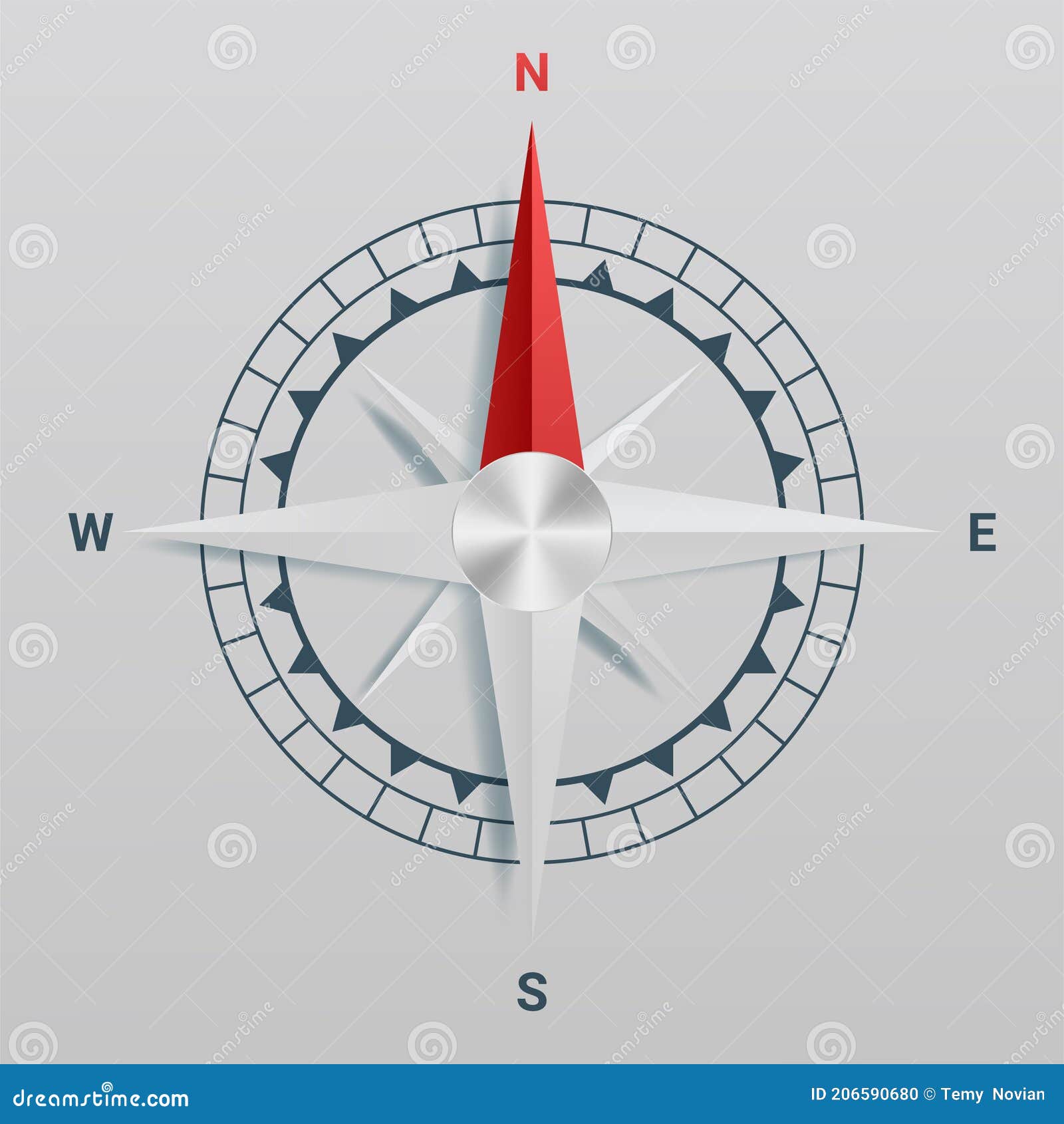 Paper Cutout Compass with Shade in 3d and Origami Style Stock Vector ...