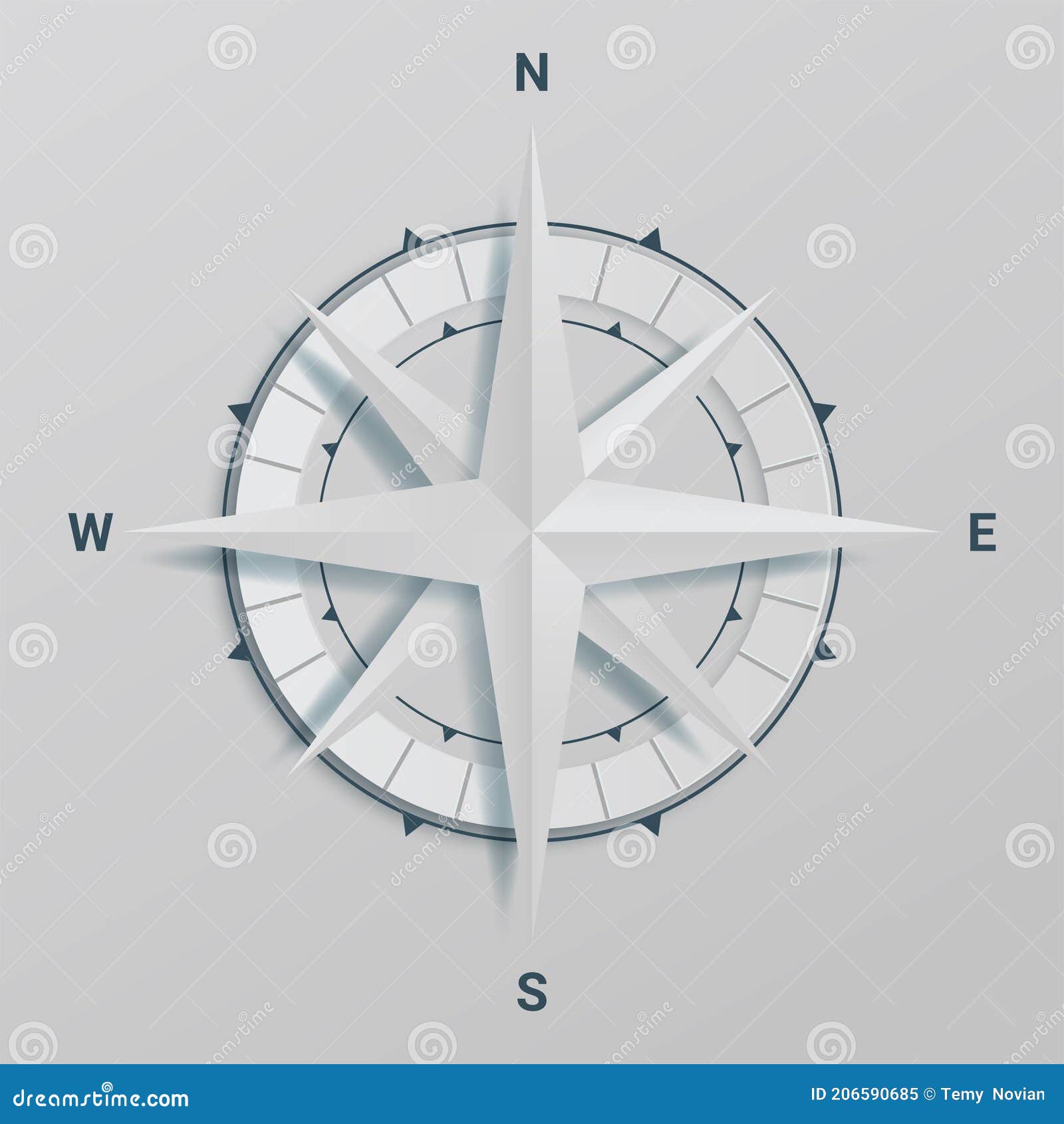 Paper Cutout Compass with Shade in 3d and Origami Style Stock Vector ...