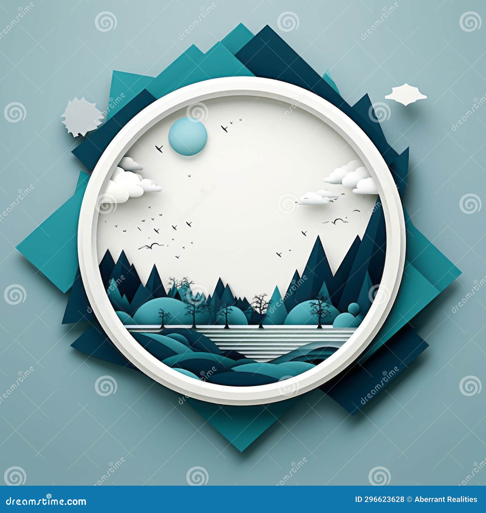 A Paper Cutout of a Landscape with Trees and Clouds Stock Illustration ...