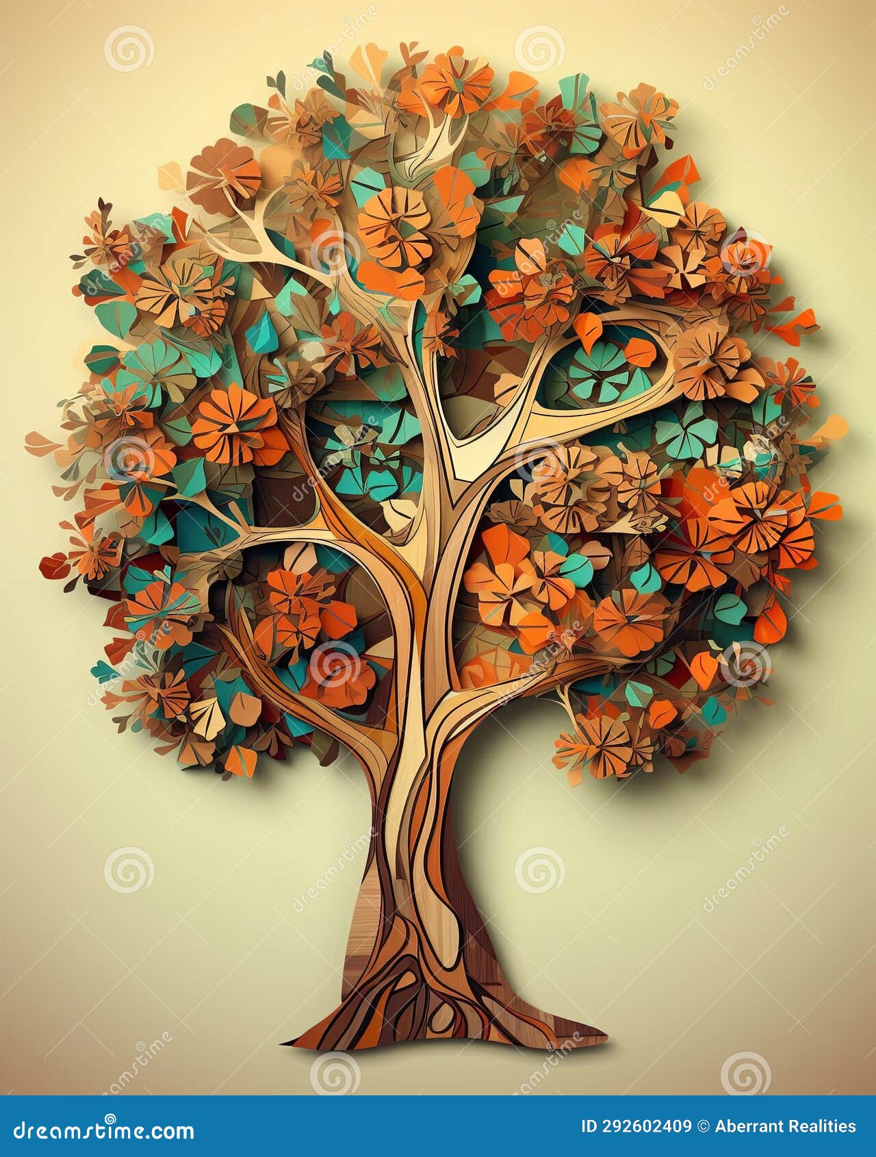 A Paper Cutout of a Tree with Leaves in Different Colors Stock ...