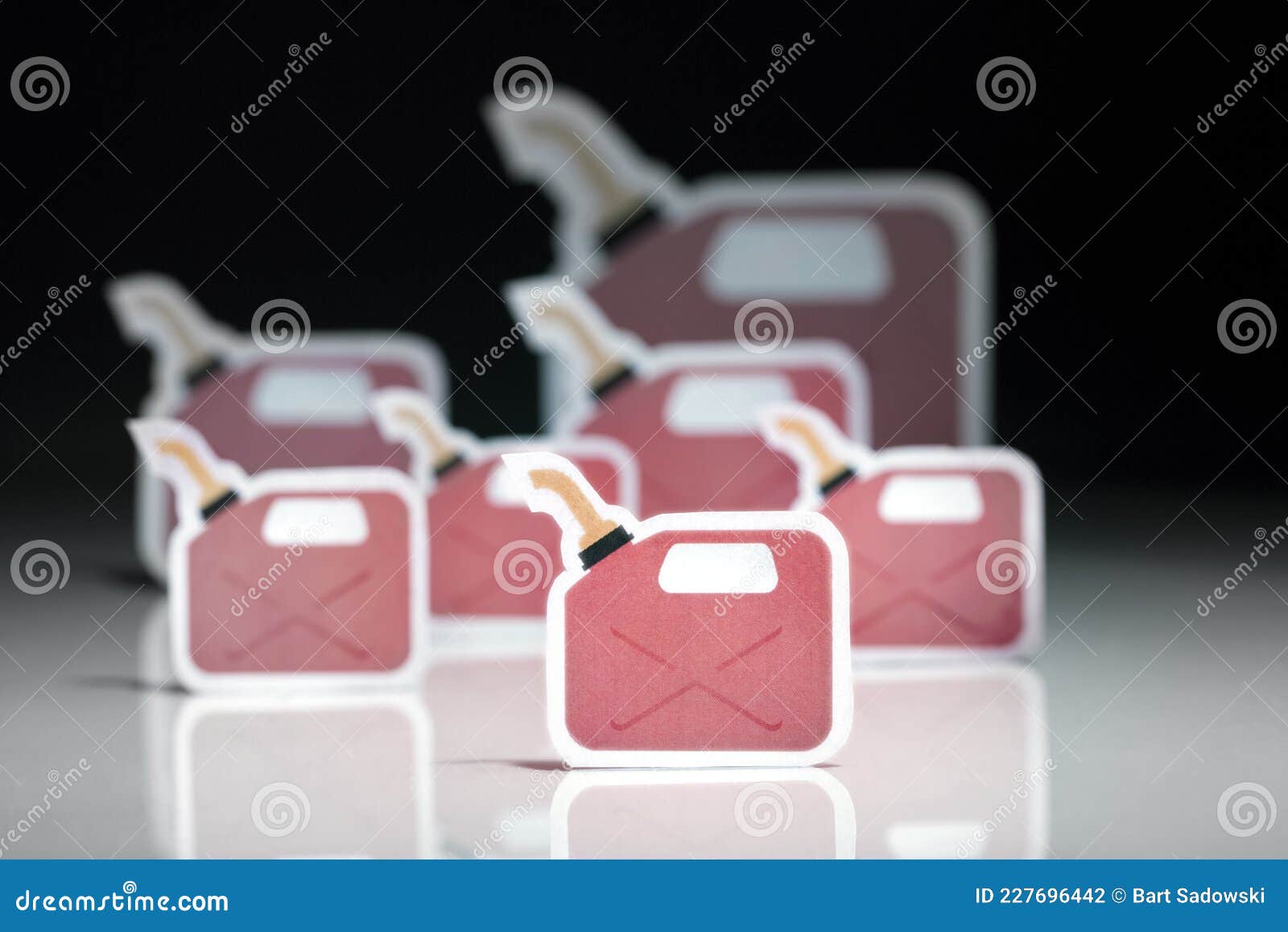 Studio Image of Gas Container Cutouts on Reflective Surface Stock Photo ...
