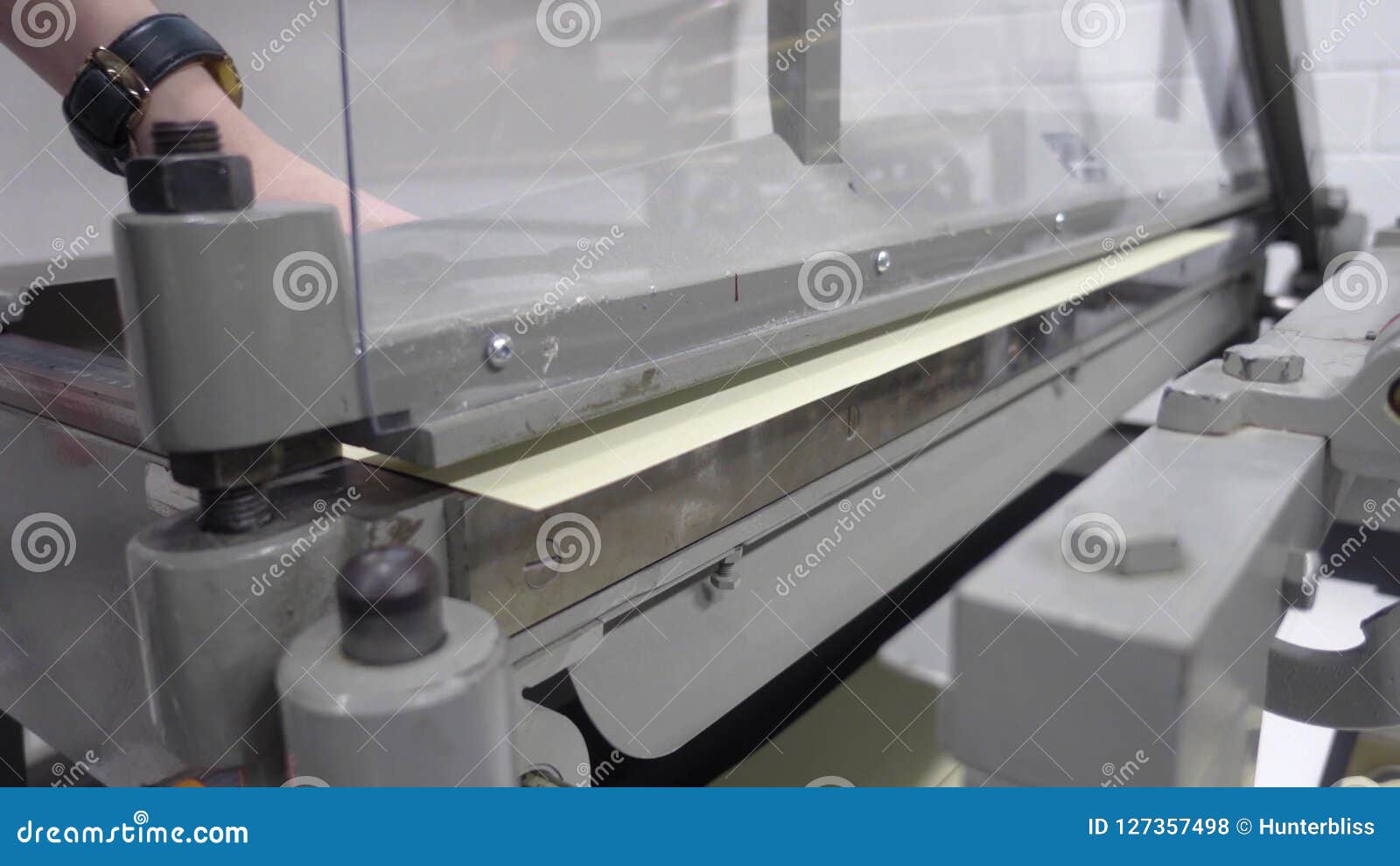 Paper Cutting Guillotine Hand Manual Old Fashioned Closeup Stock ...