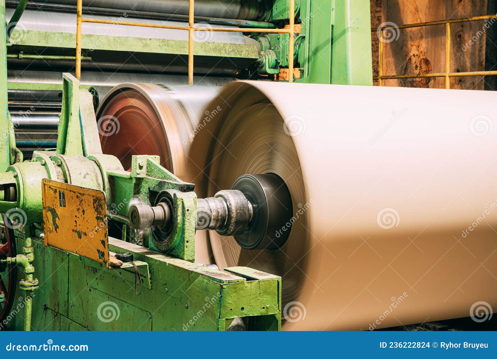 Paper Cutting Machine at Paper Mill. Detail Stock Photo - Image of ...