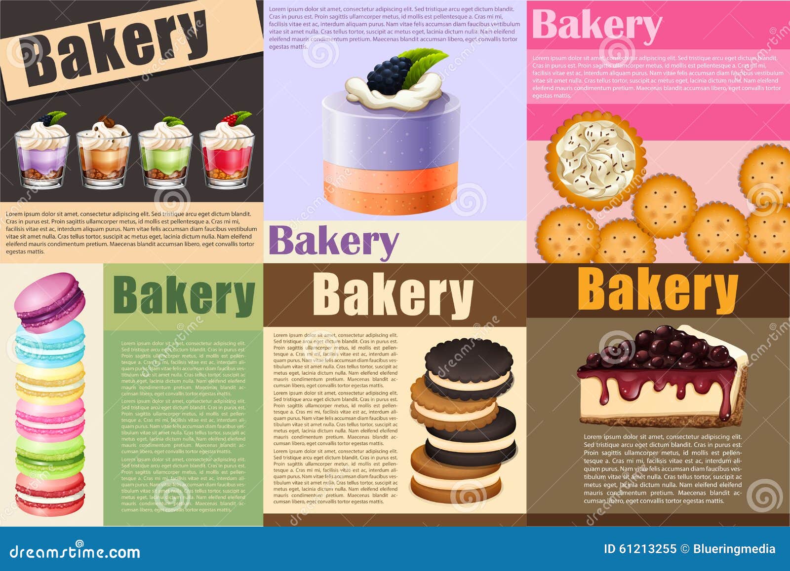Paper Design with Different Kind of Bakery Stock Vector - Illustration ...