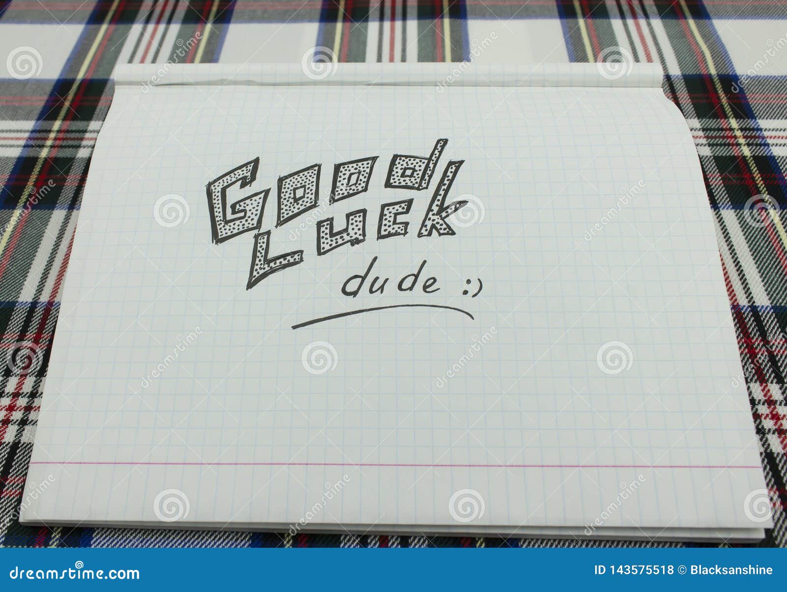 Paper Design Good Luck Dude Stock Photo - Image of lettering, notebook ...