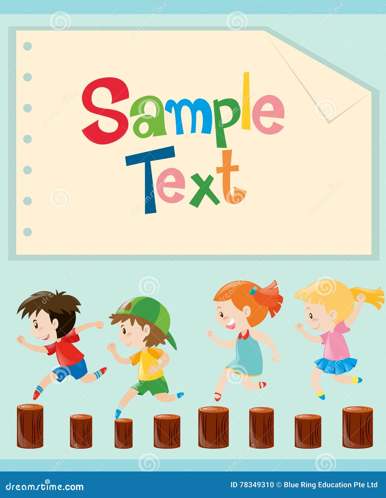 Paper Design with Kids Running Stock Vector - Illustration of childhood ...