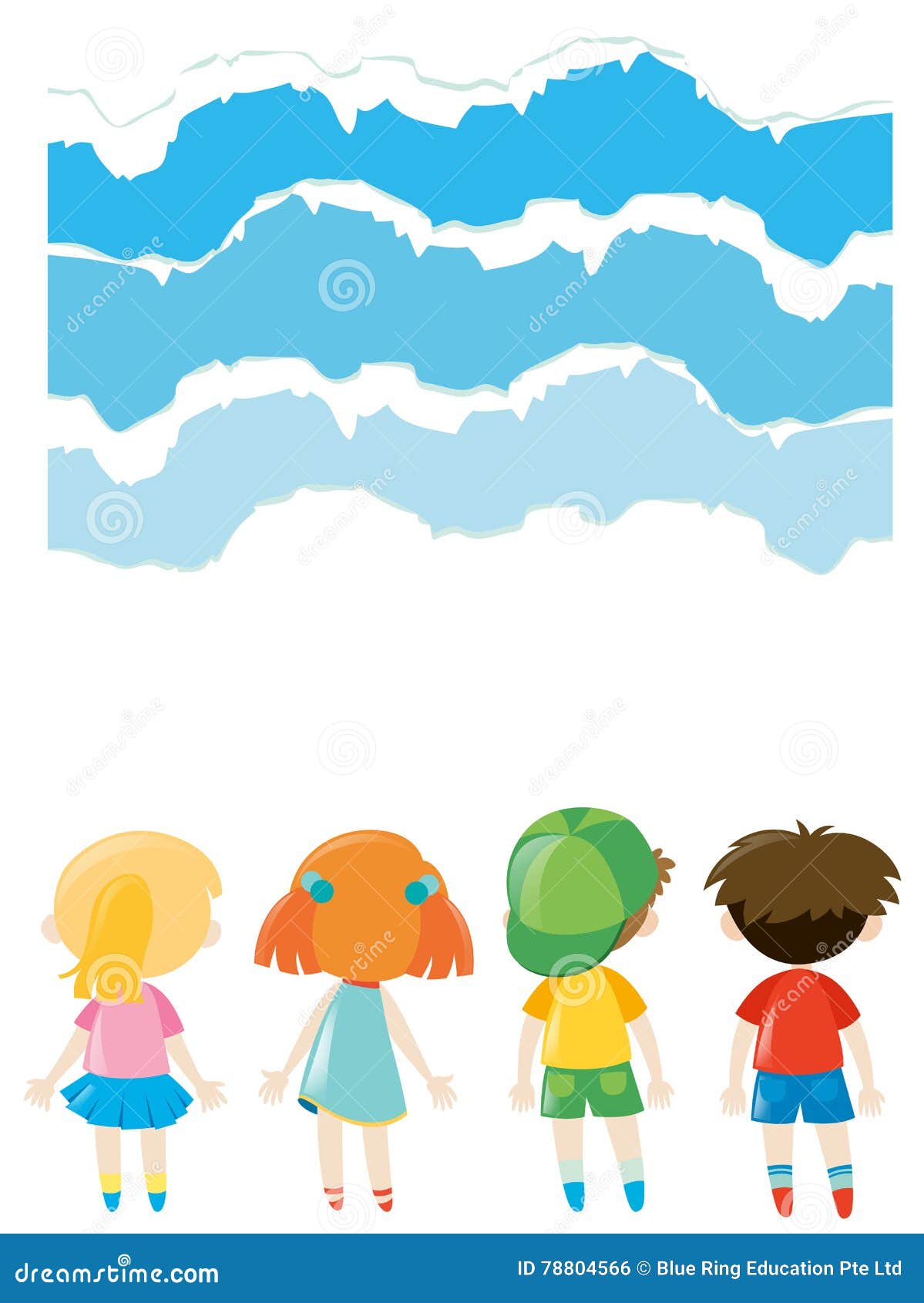 Paper Design with Kids Standing Stock Vector - Illustration of object ...