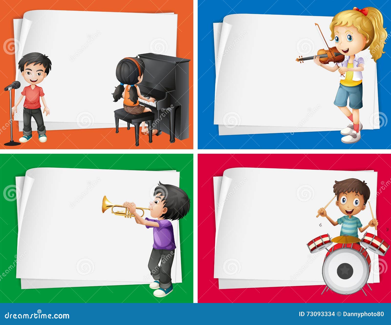 Paper Designs with Musicians Background Stock Vector - Illustration of ...