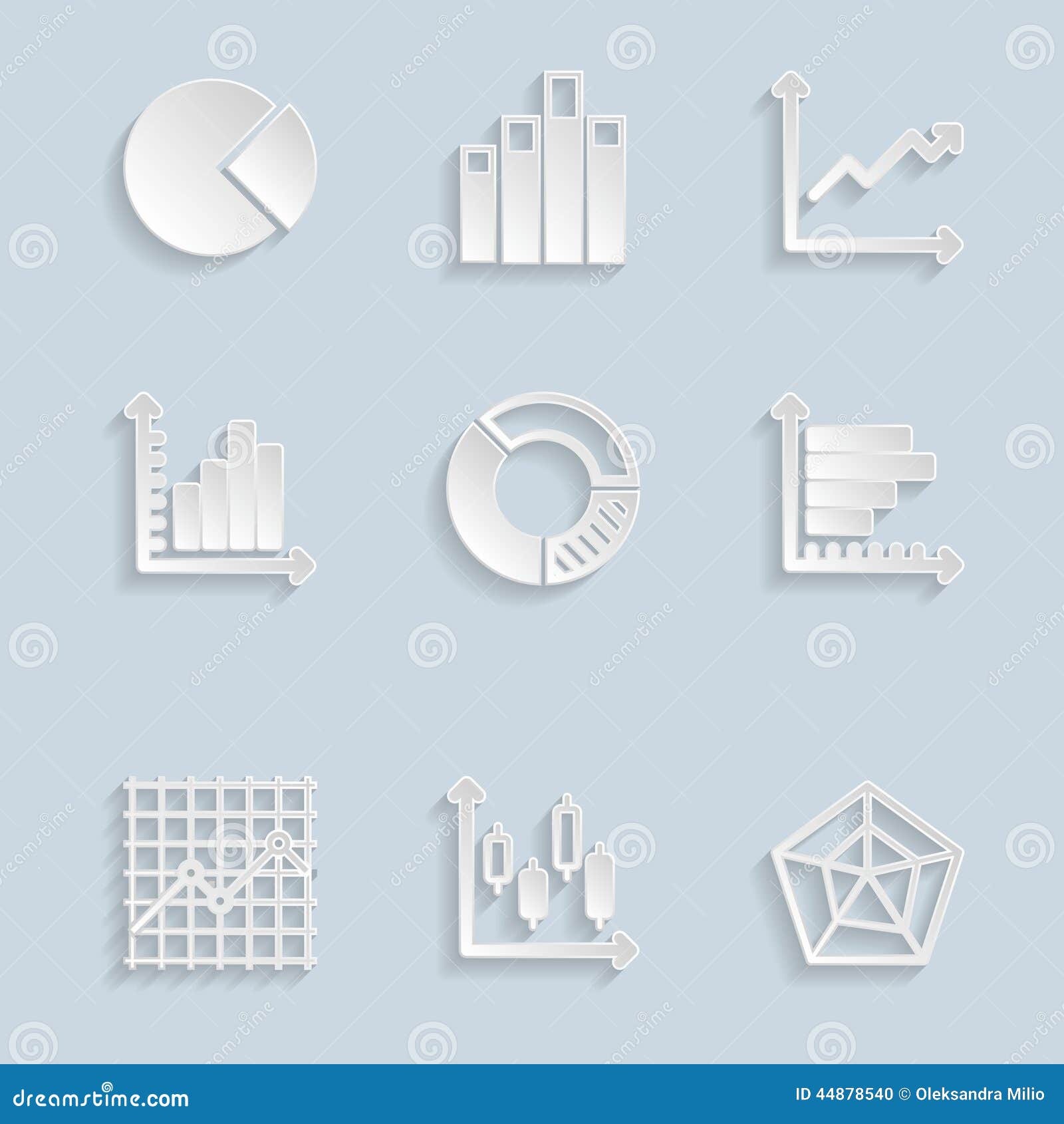 Paper Diagram Icons Set stock vector. Illustration of chart - 44878540