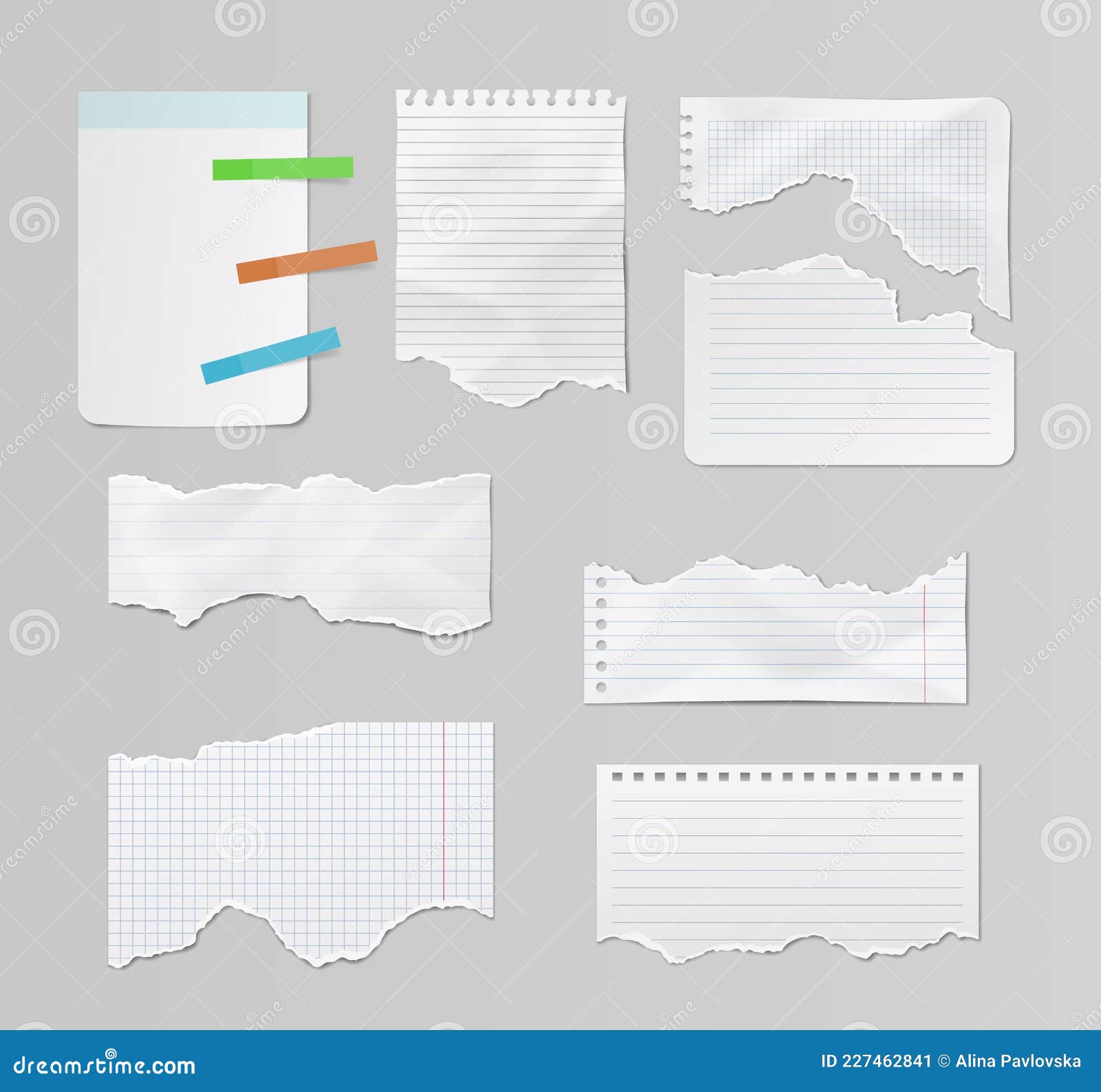 Paper Different Scraps Set, Realistic Ripped Page Pieces, Notes Sheets ...