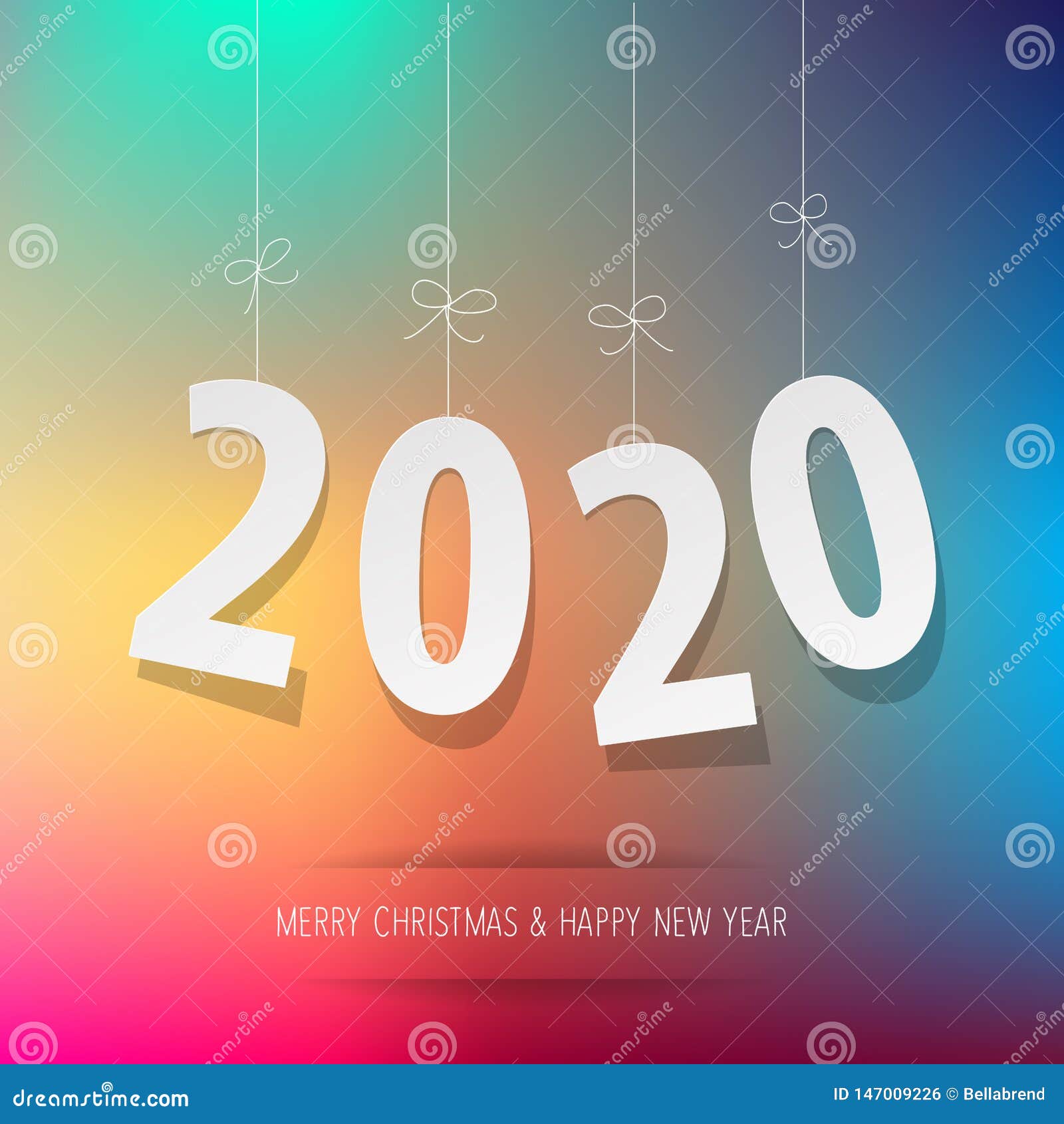 Paper 2020 Digits on a Rainbow Background Stock Vector - Illustration ...