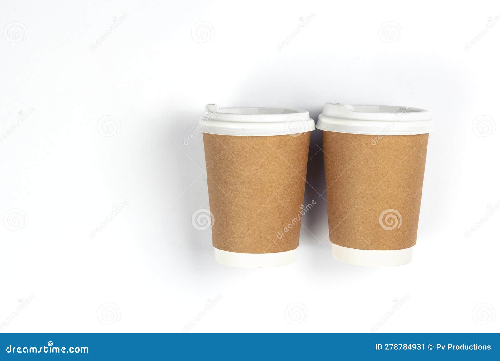 Paper Disposable Cups on a White Background, Flat Lay. Stock Image ...