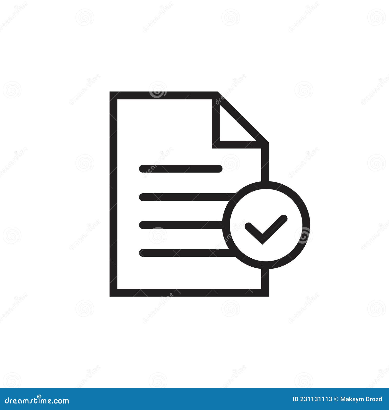 Paper Document with Check Mark Icon Stock Illustration - Illustration ...
