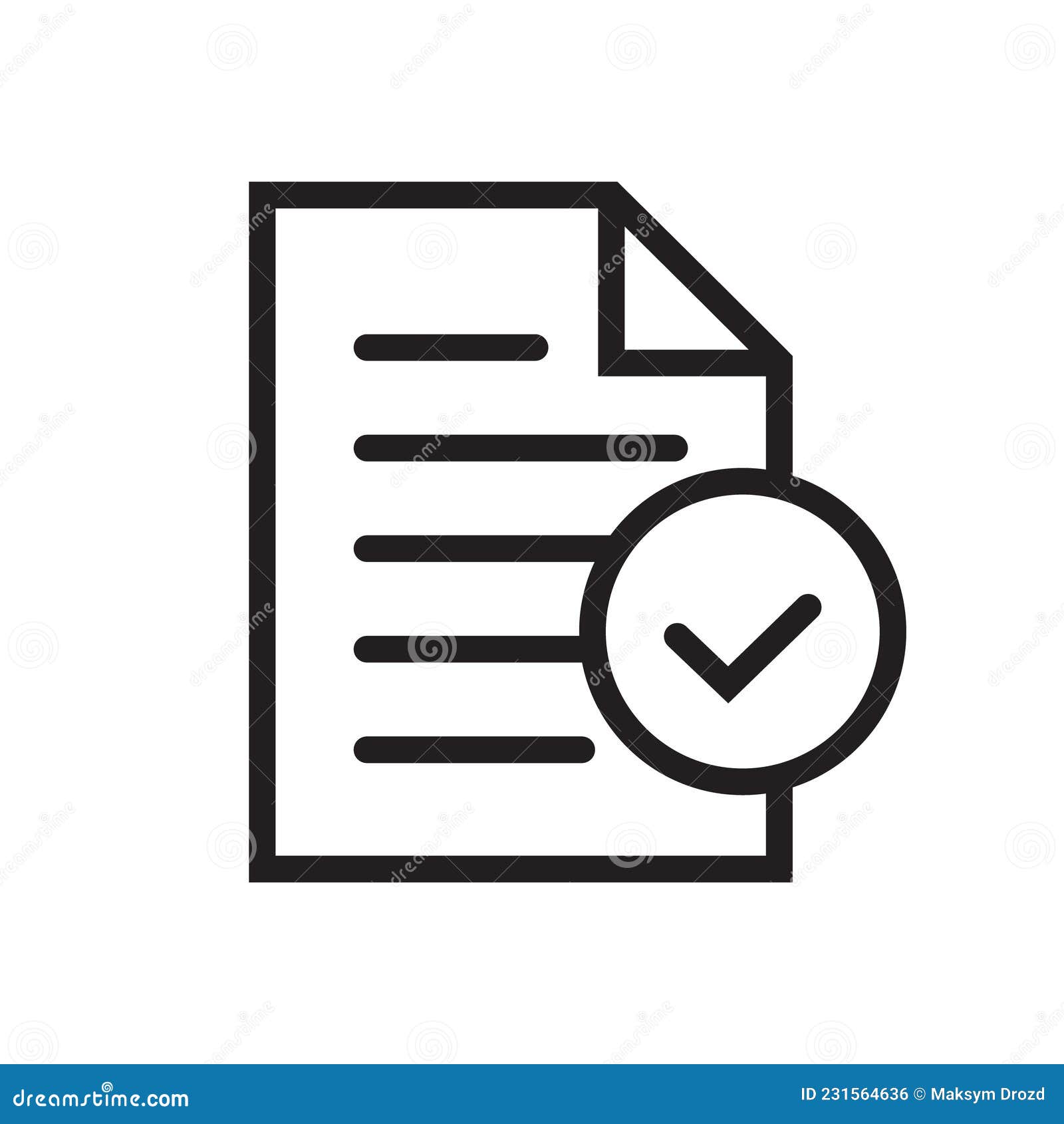 Paper Document with Check Mark Icon Stock Vector - Illustration of ...