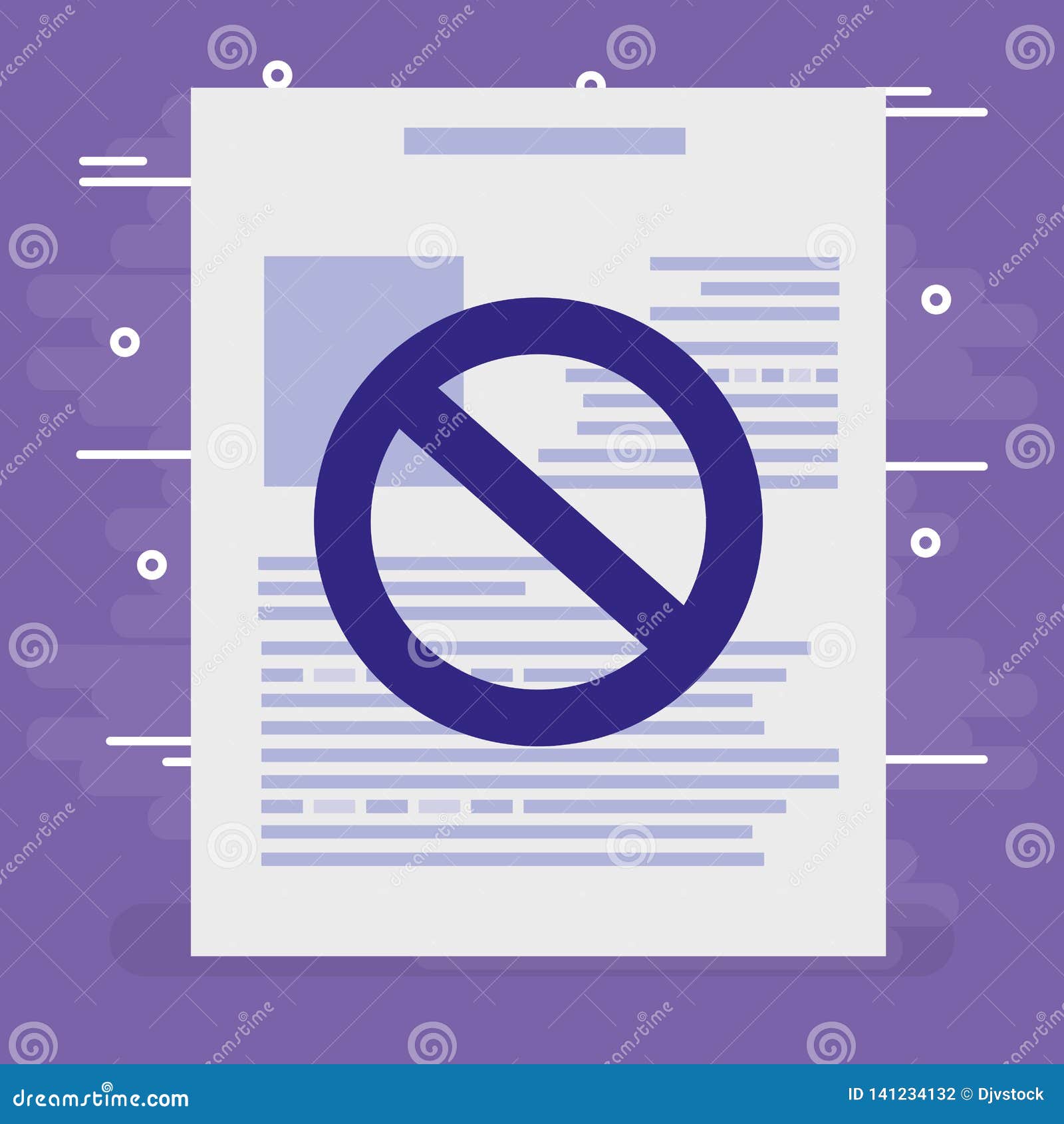 Paper Document with Denied Symbol Stock Vector - Illustration of denied ...