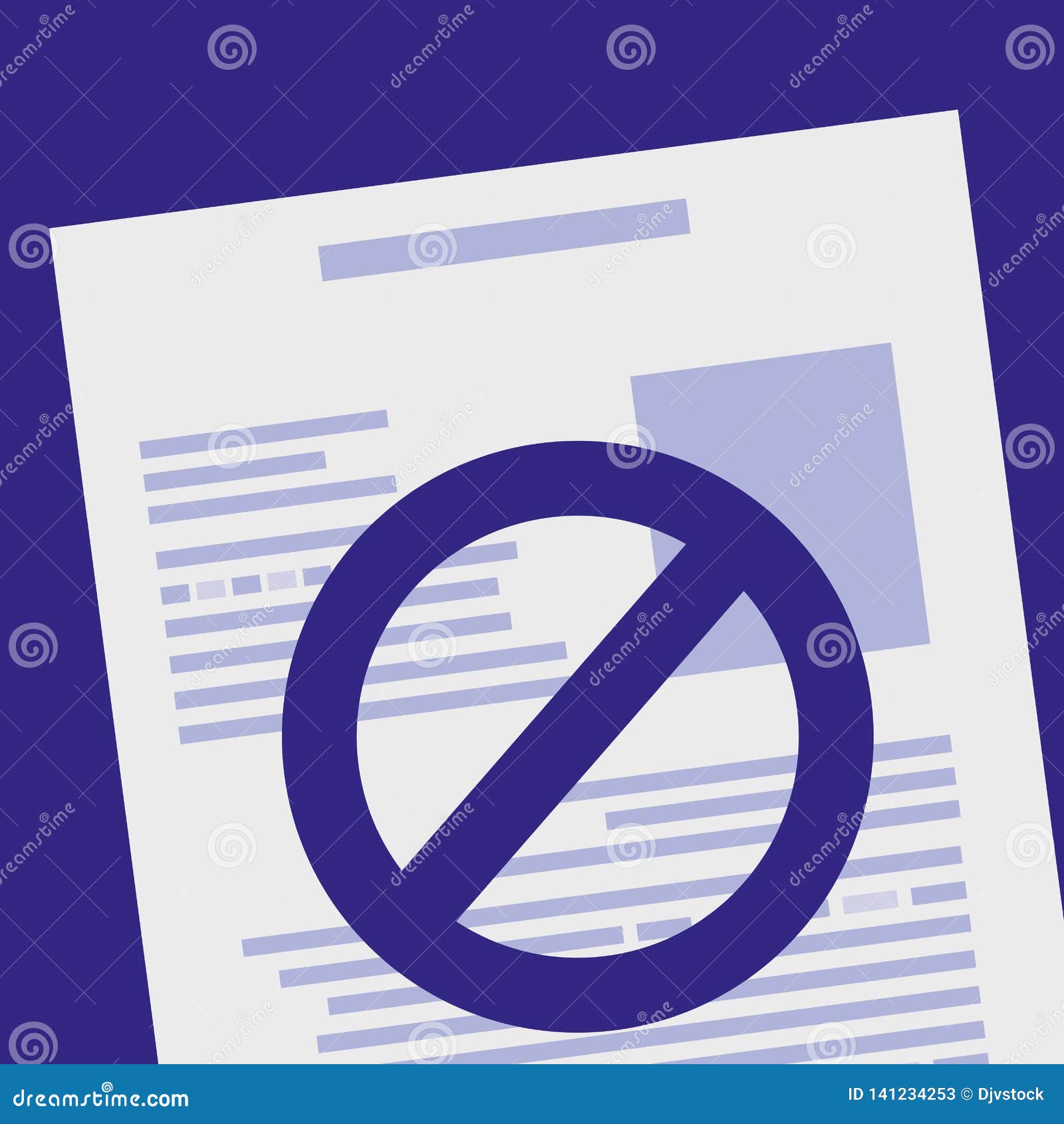 Paper Document with Denied Symbol Stock Vector - Illustration of result ...