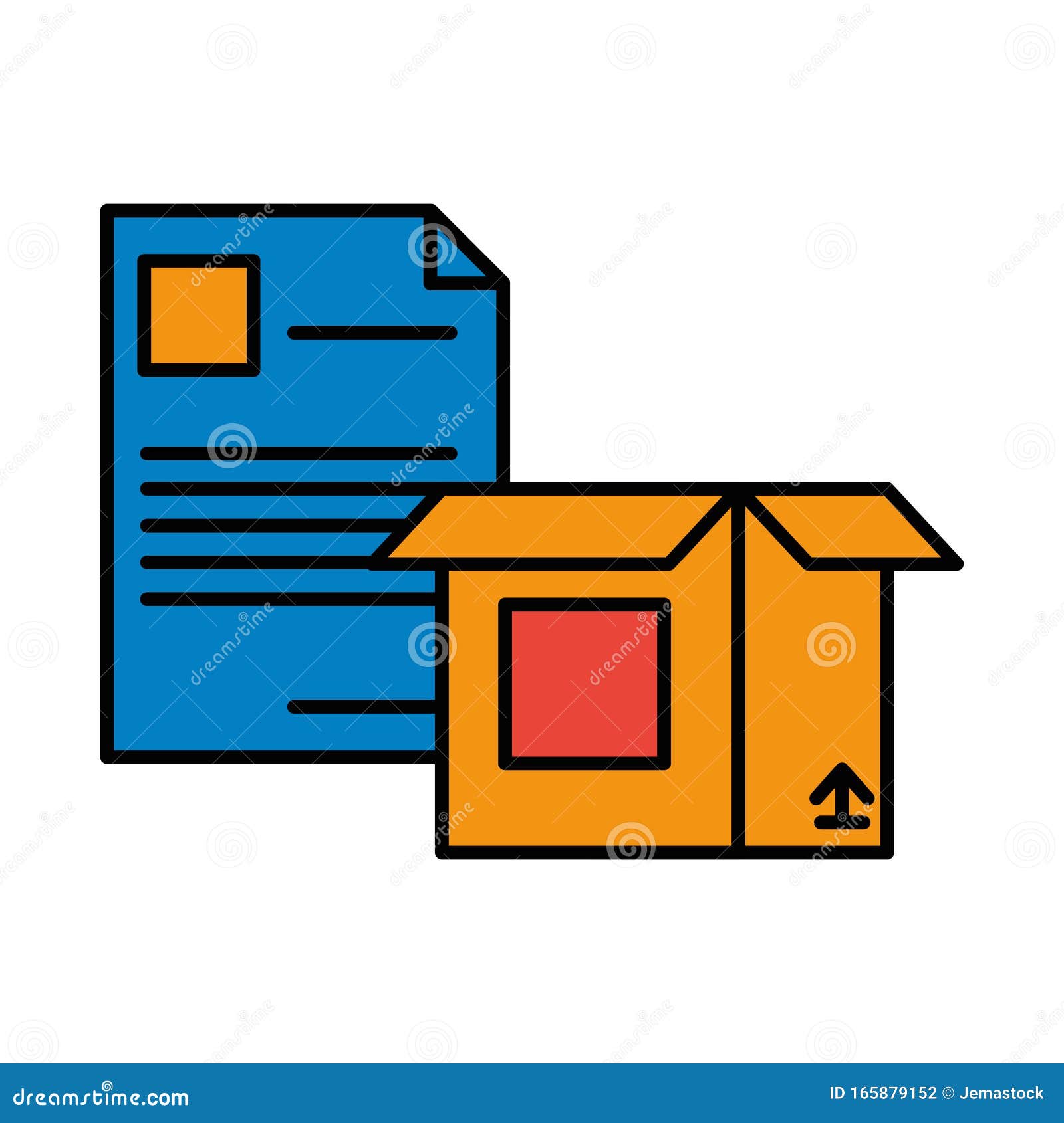 Paper Document File with Box Carton Stock Vector - Illustration of ...