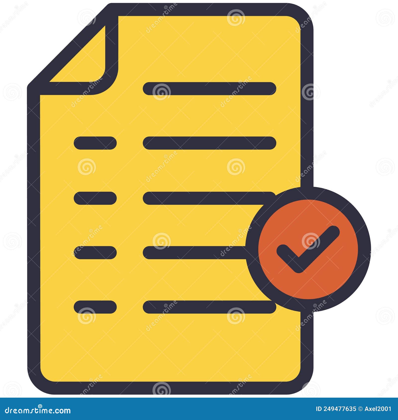 Paper Document File Icon with Ok Check Mark Vector Stock Illustration ...
