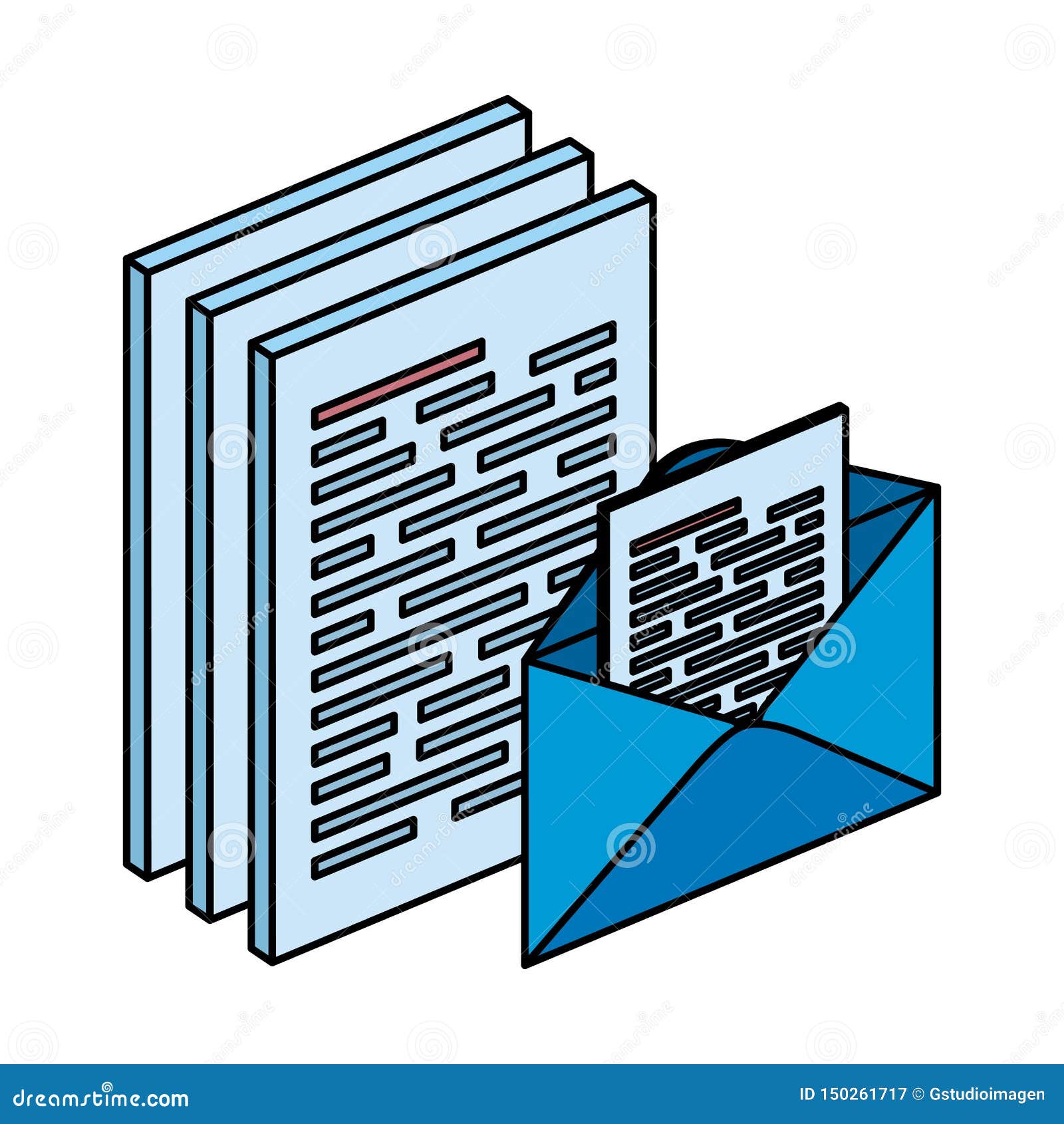 Paper Document Files and Envelope Mail Stock Illustration ...