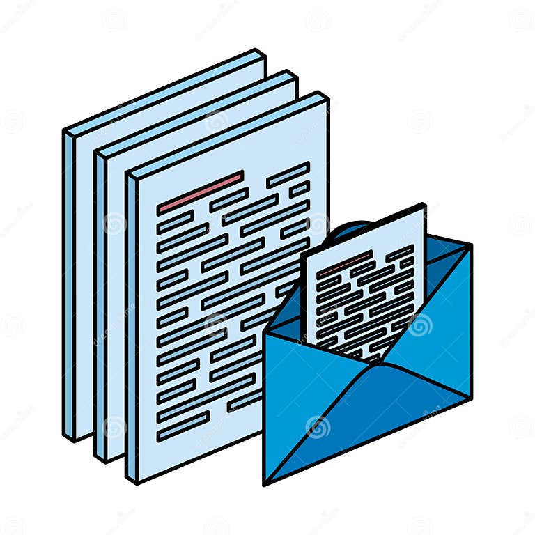 Paper Document Files and Envelope Mail Stock Illustration ...