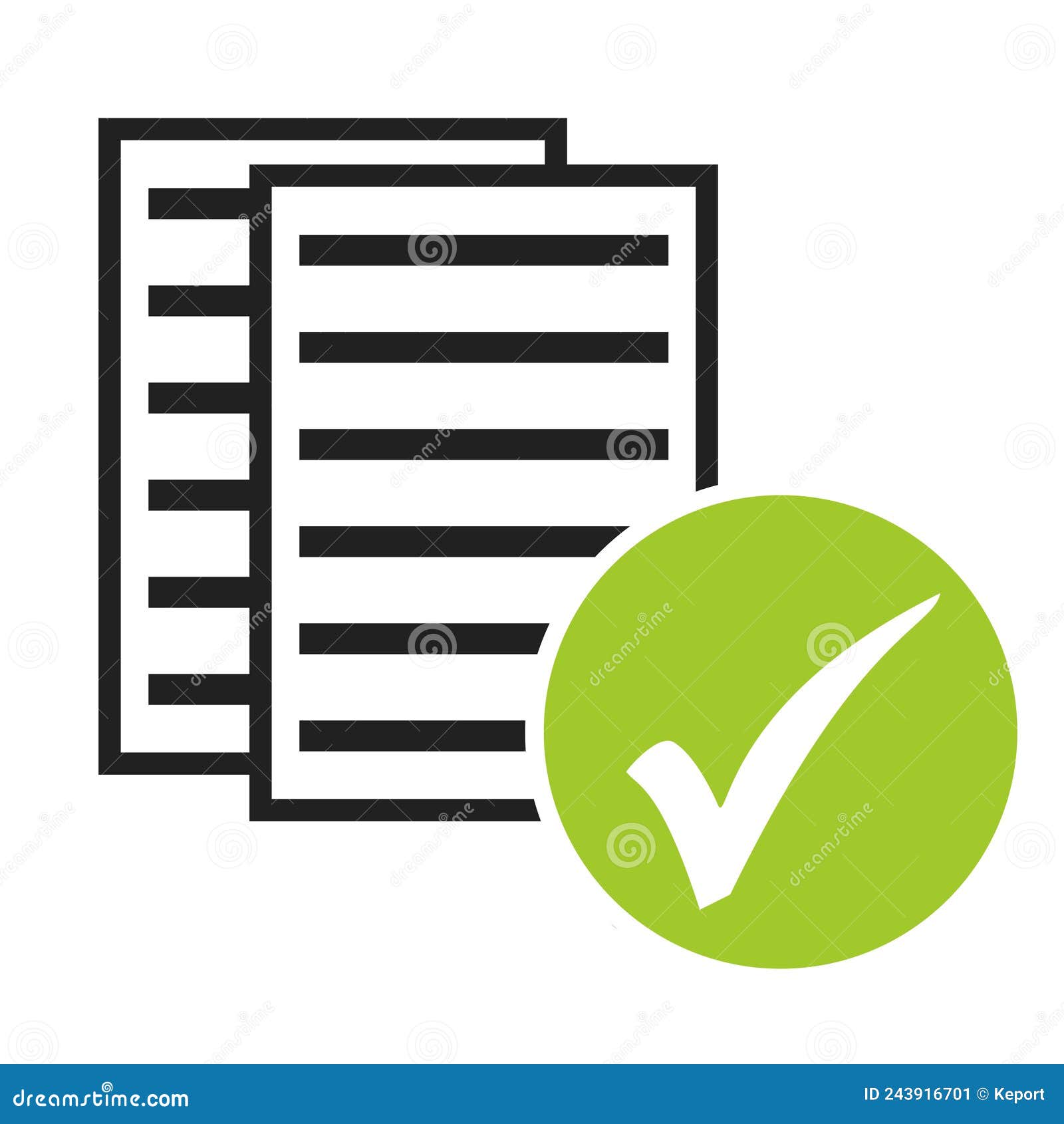 Documents, Paper or Data with Green Tick Stock Illustration ...
