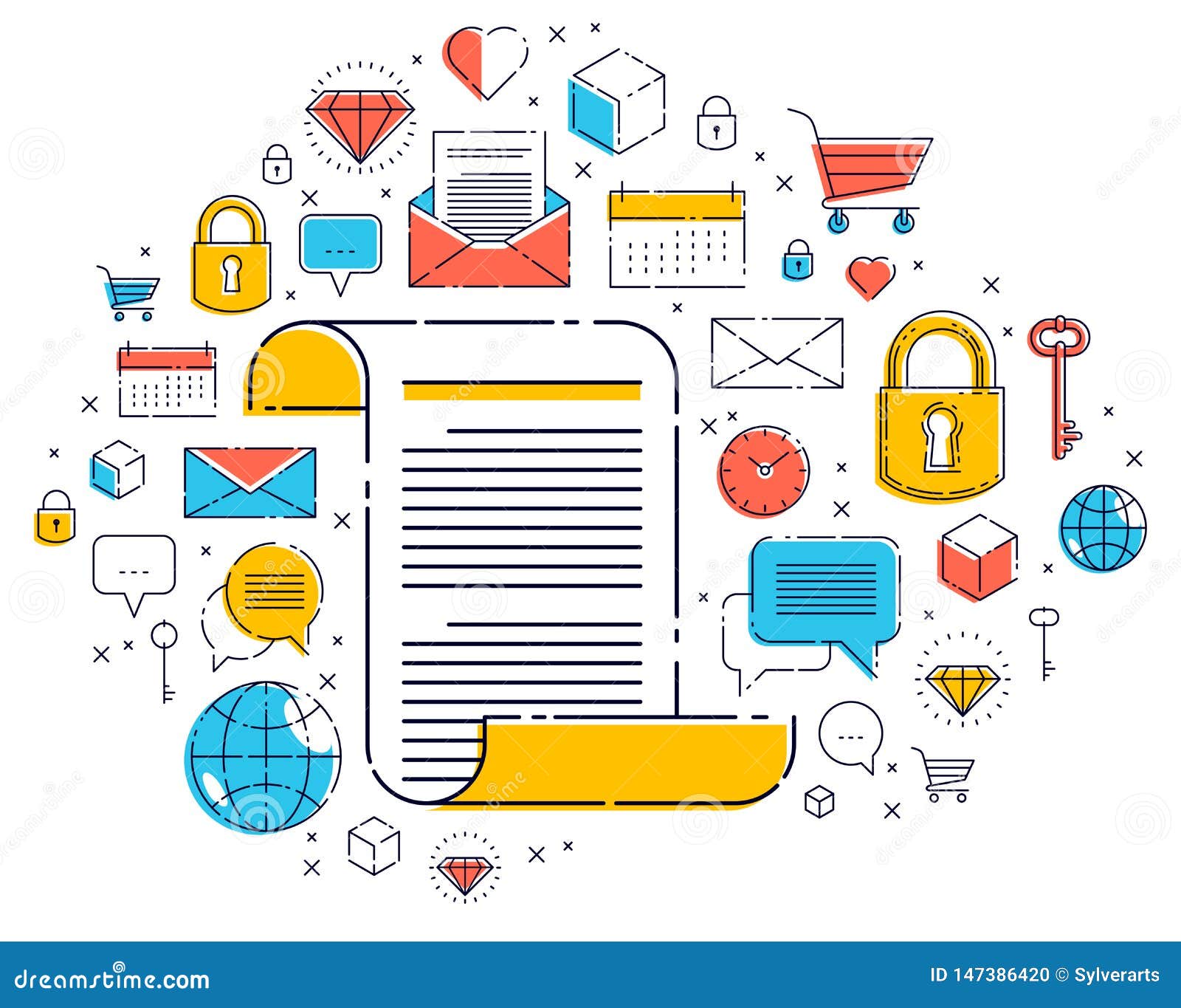 Paper Document with Icon Set, Electronic Documentation Concept, Data ...