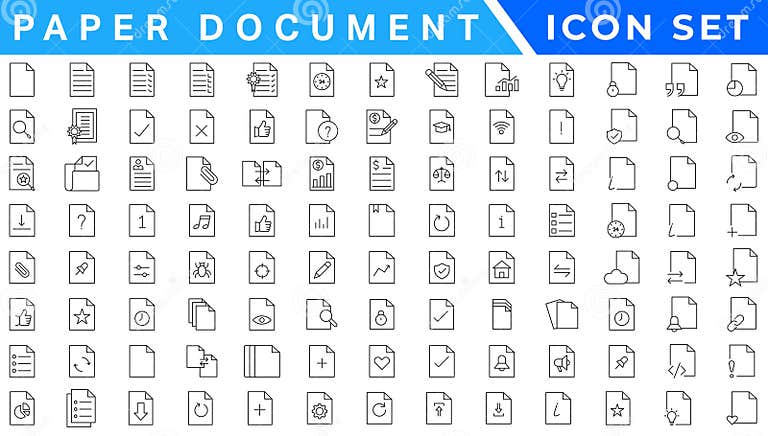 Paper Document Icon Set. Folded Written Paper Document Page Icon Vector ...