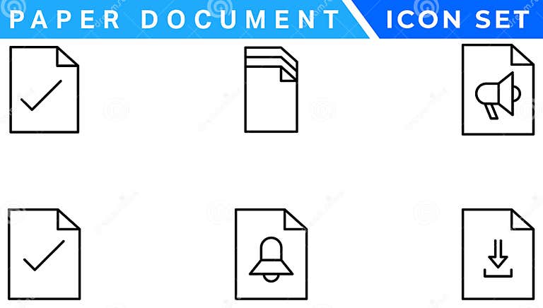 Paper Document Icon Set. Folded Written Paper Document Page Icon Vector ...