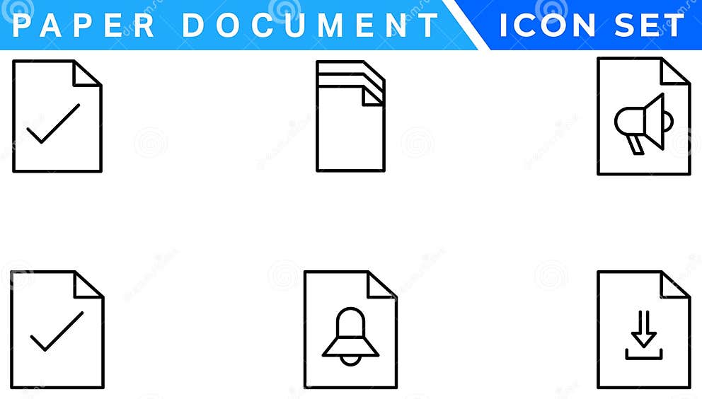 Paper Document Icon Set. Folded Written Paper Document Page Icon Vector ...