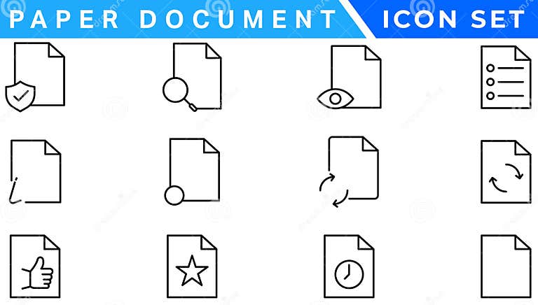 Paper Document Icon Set. Folded Written Paper Document Page Icon Vector ...