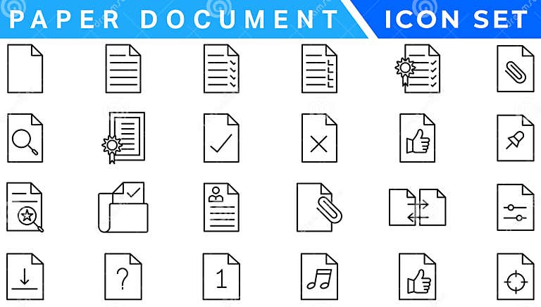Paper Document Icon Set. Folded Written Paper Document Page Icon Vector ...