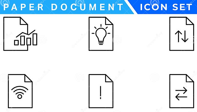 Paper Document Icon Set. Folded Written Paper Document Page Icon Vector ...