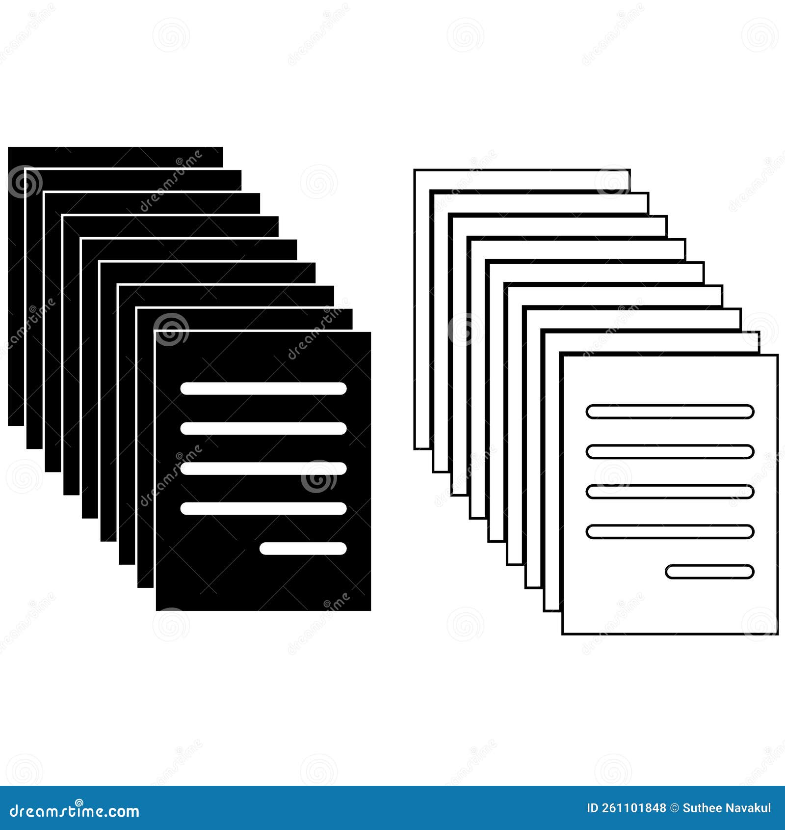 Paper Document Icon on White Background. Stacked of Financial Documents ...