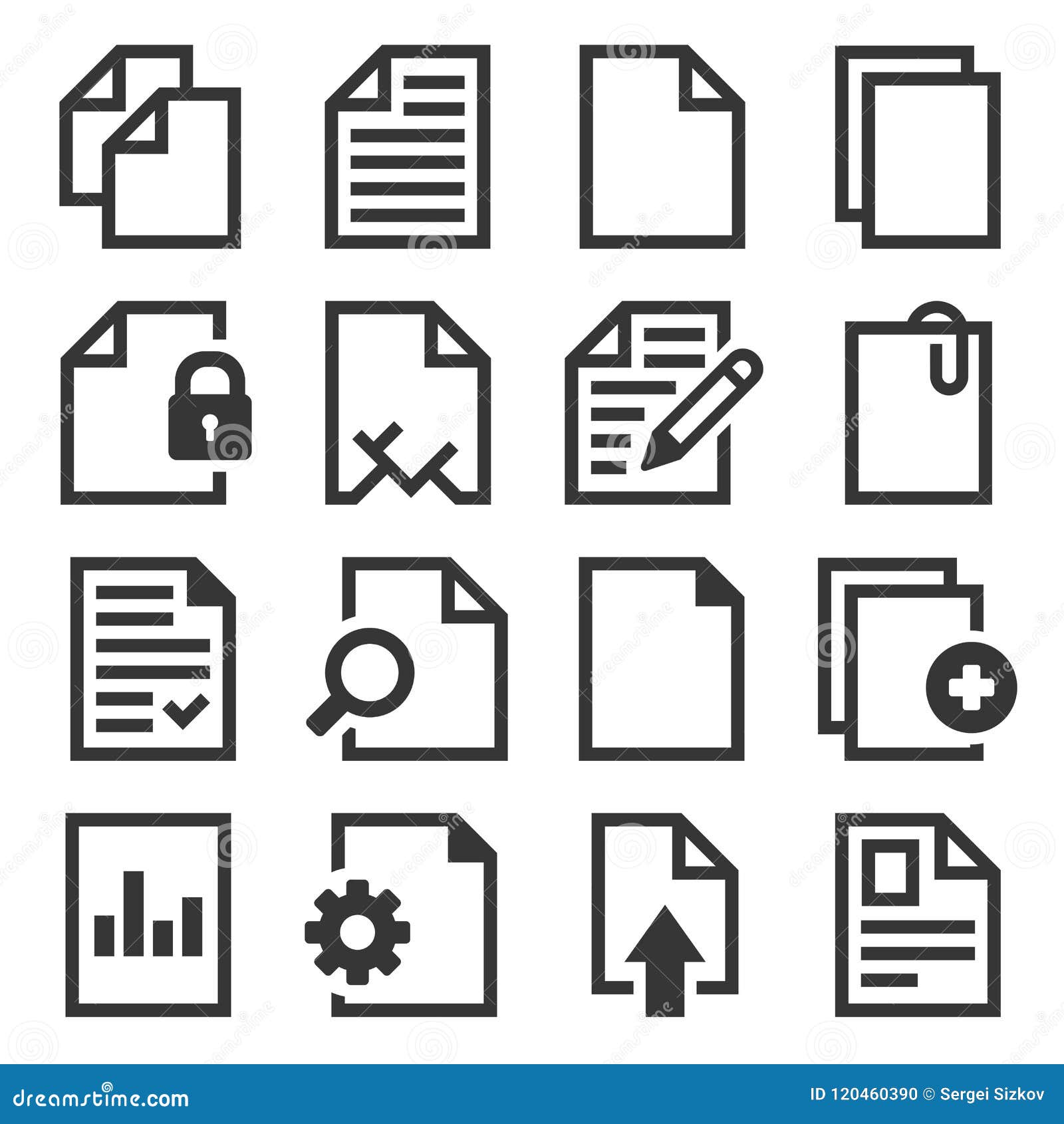 Paper Document Icons Set. Vector Stock Vector - Illustration of flow ...