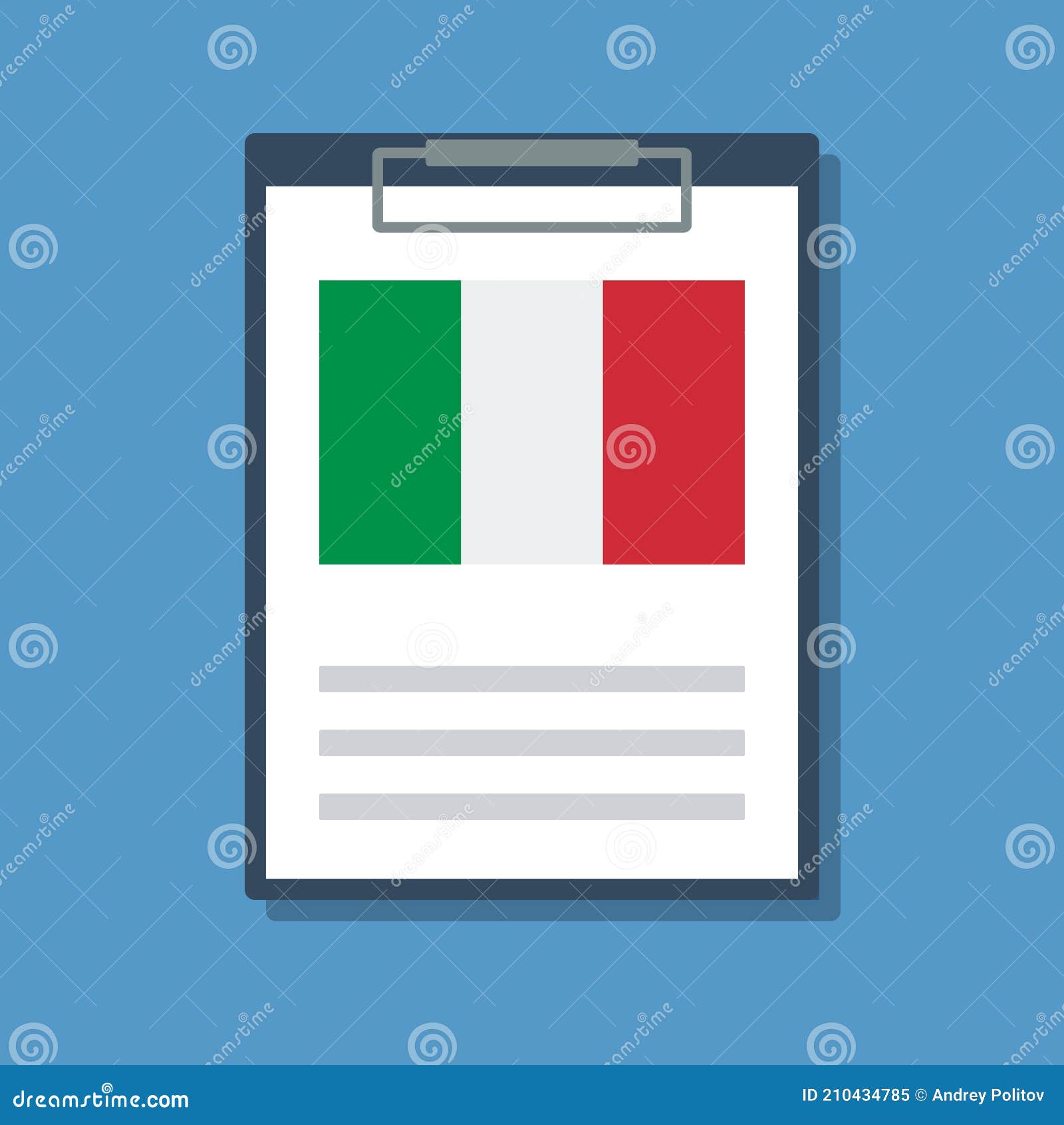Paper Document with Italian Flag, Flat Vector Illustration Stock Vector ...