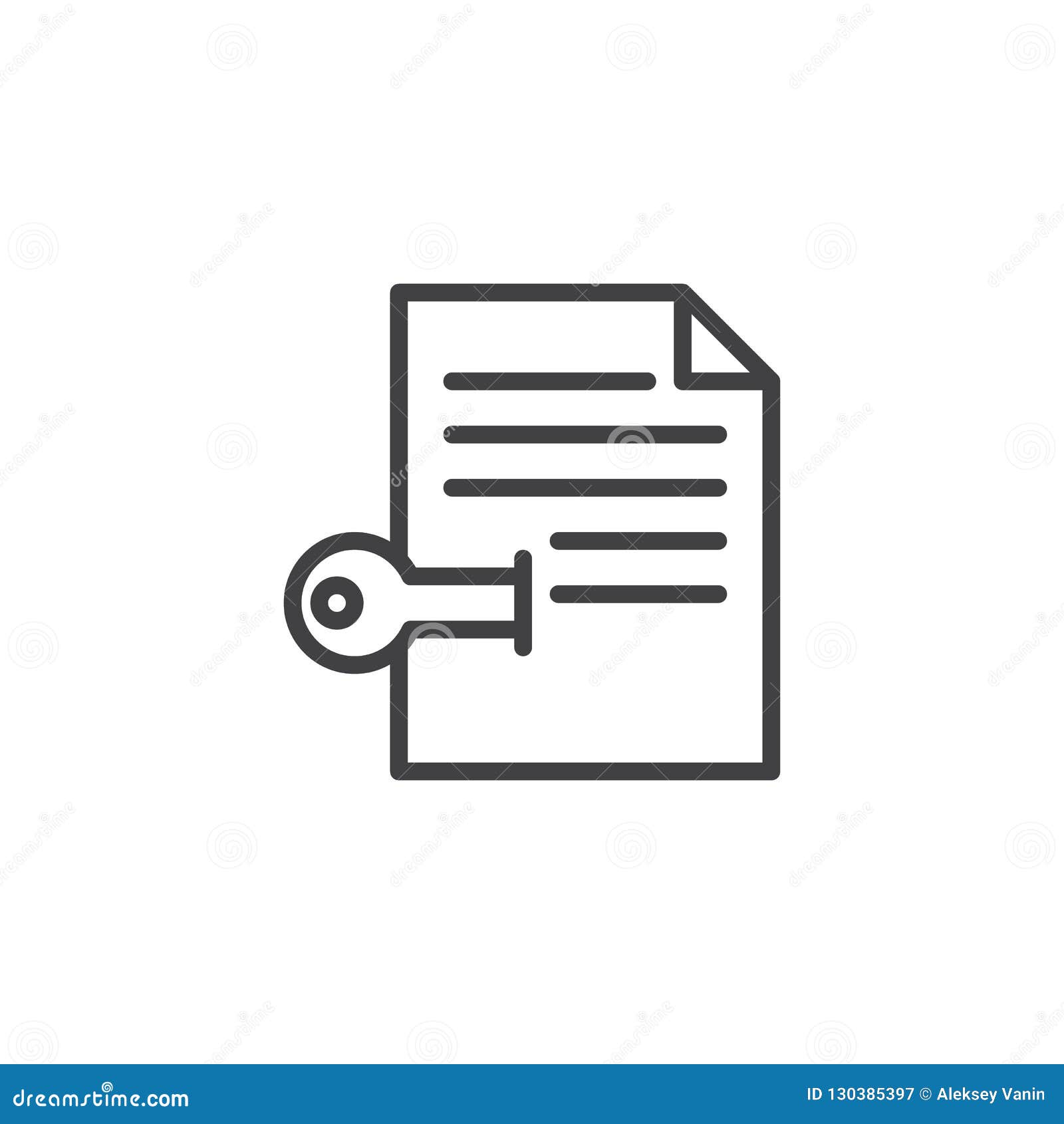 Paper Document with Key Outline Icon Stock Vector - Illustration of ...