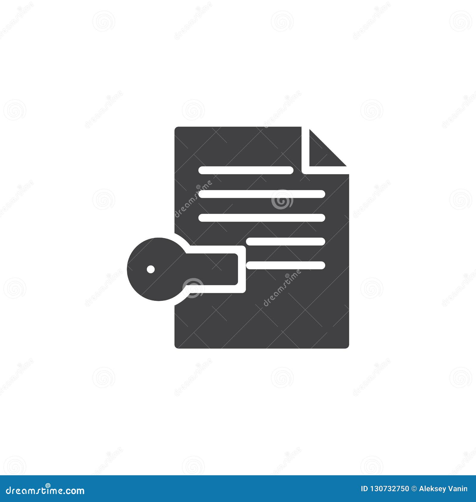 Paper Document with Key Vector Icon Stock Vector - Illustration of lock ...