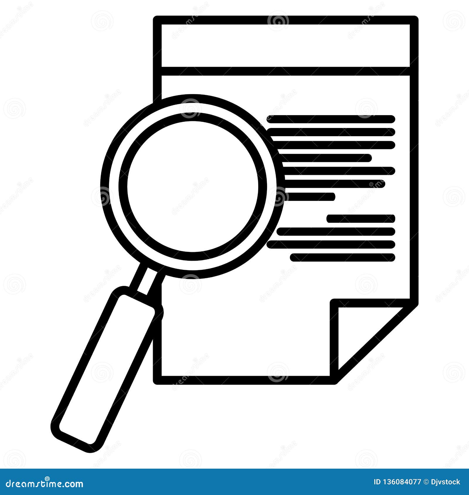 Paper Document with Magnifying Glass Stock Vector - Illustration of ...