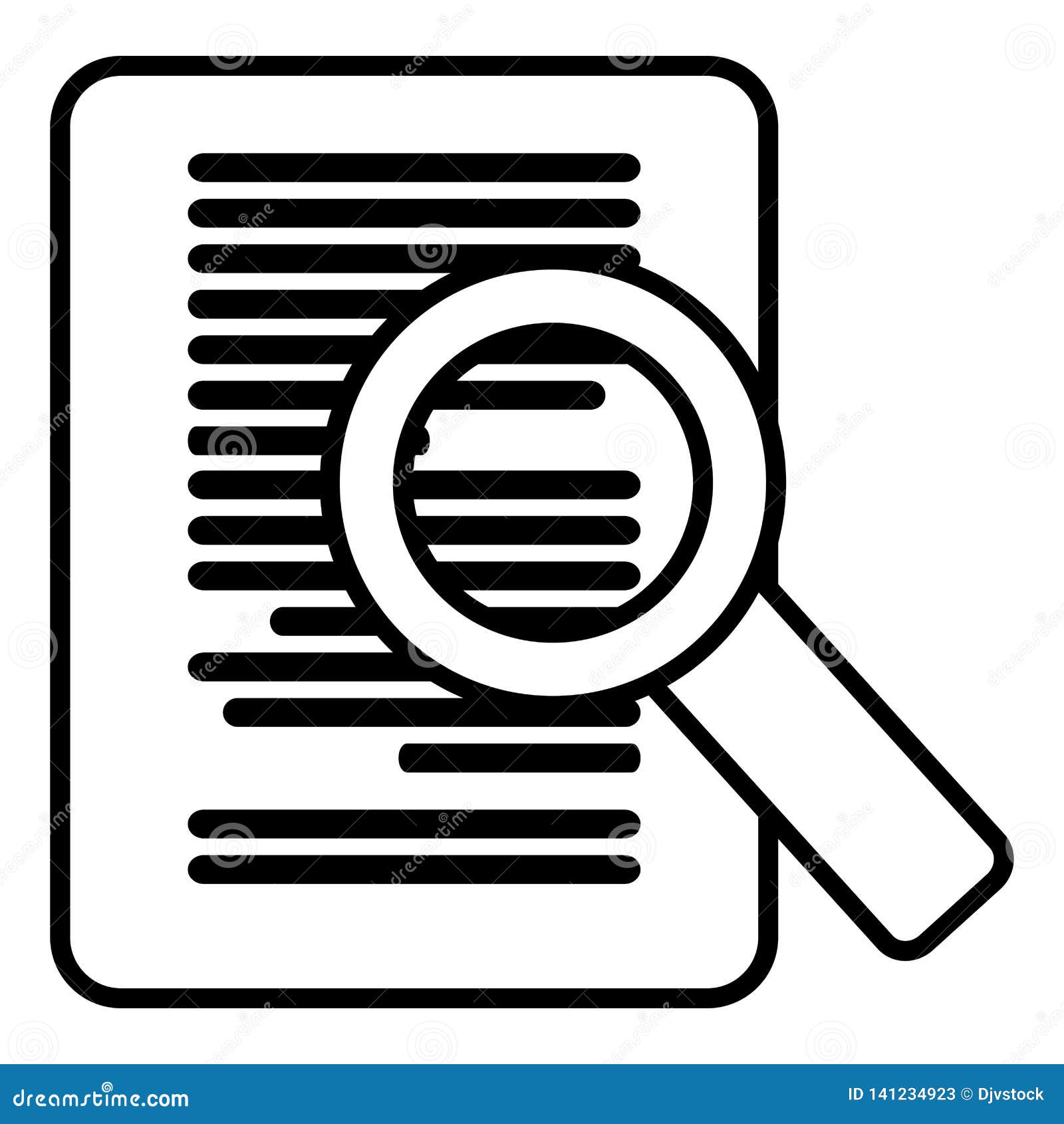 Paper Document with Magnifying Glass Stock Vector - Illustration of ...